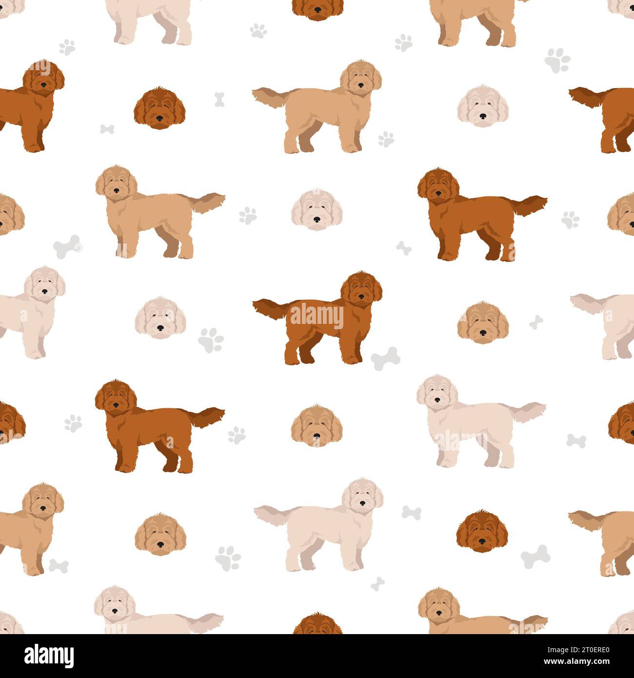 Mastidoodle seamless pattern. Mastiff Poodle mix. Different coat colors ...