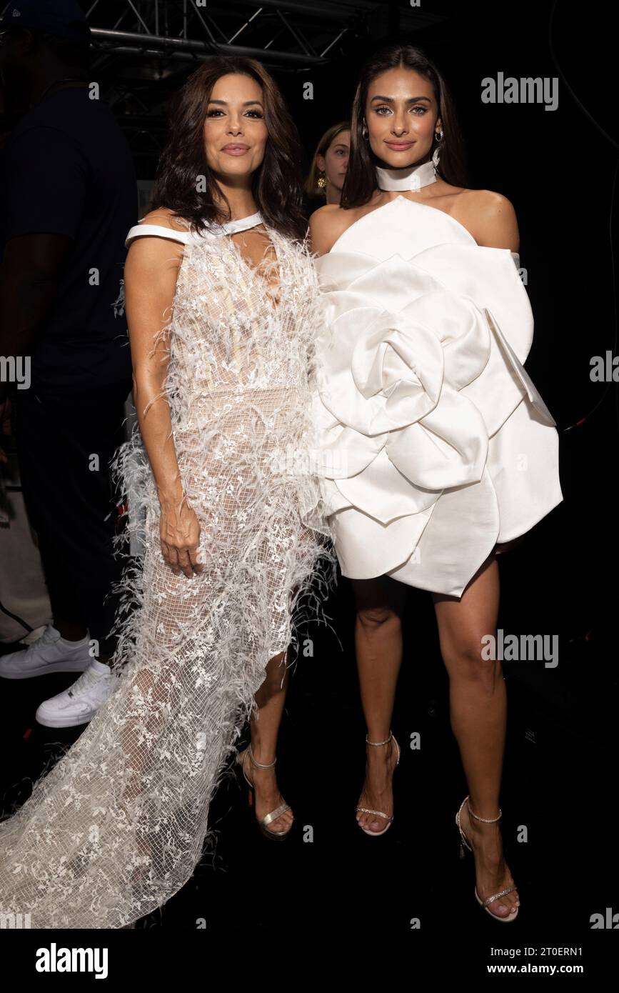 Eva Longoria backstage prior to the L'Oreal Spring/Summer 2024 ...