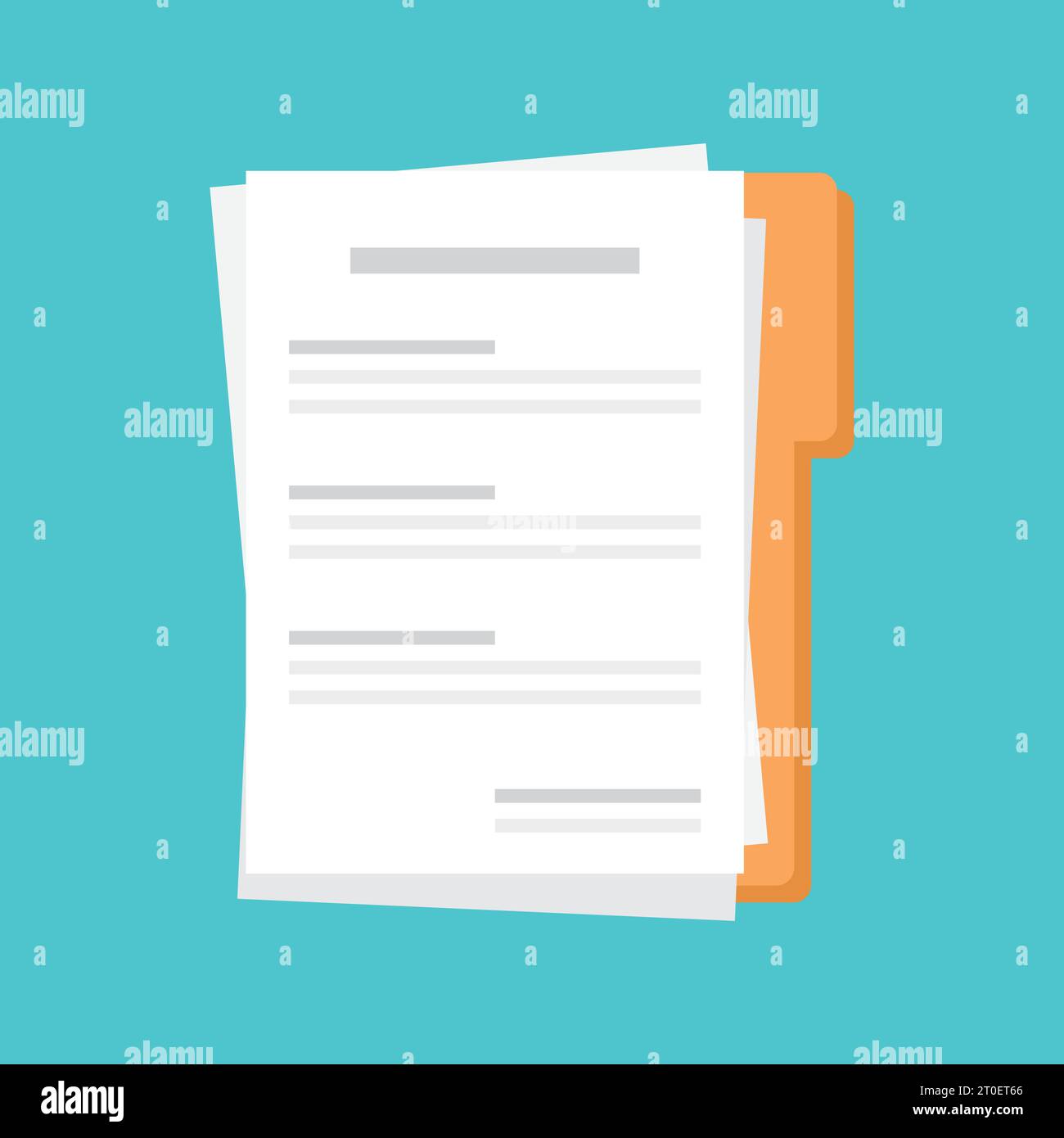 Document, folder with text icon in flat style. White papers vector ...