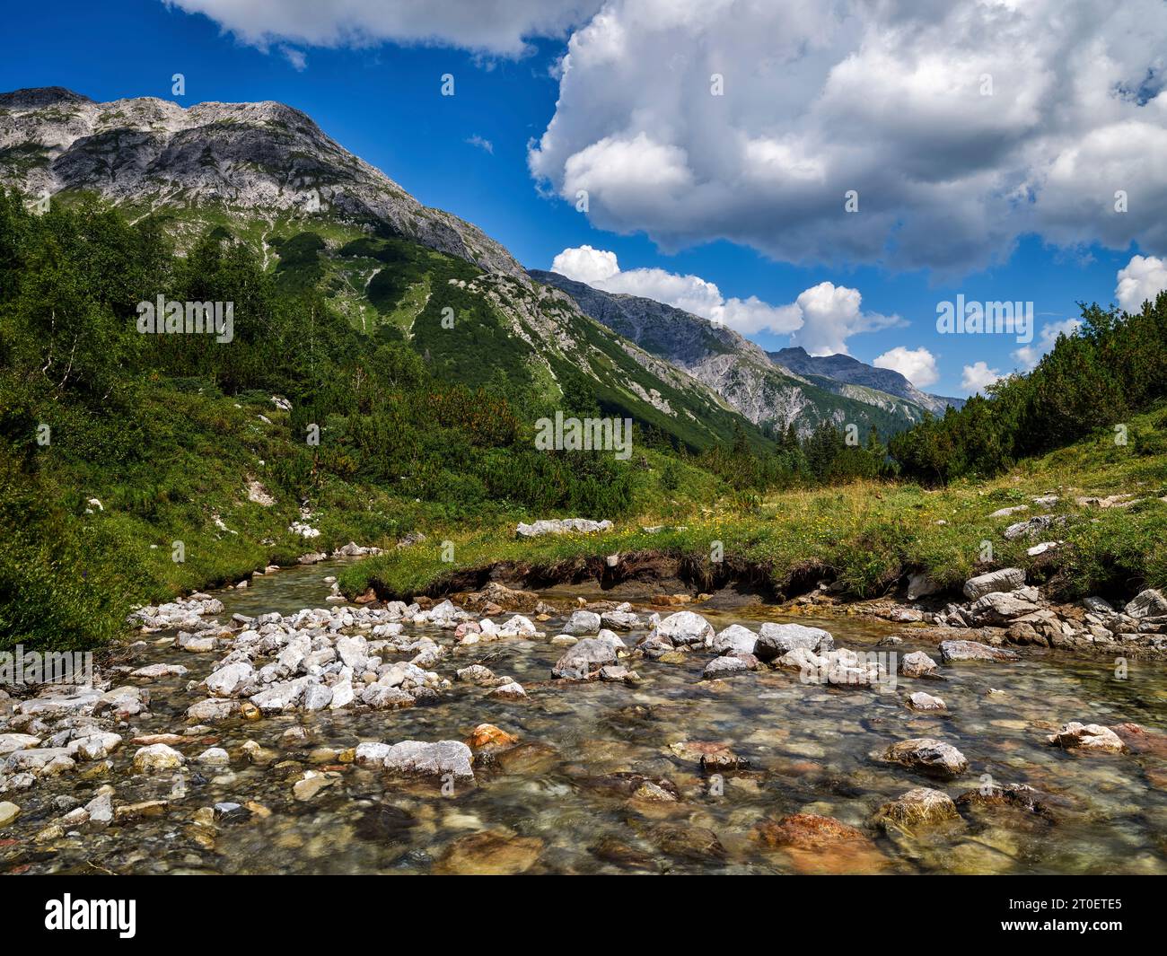 On the way along the Vorarlberg Lech in the Lechquellengebirge between ...