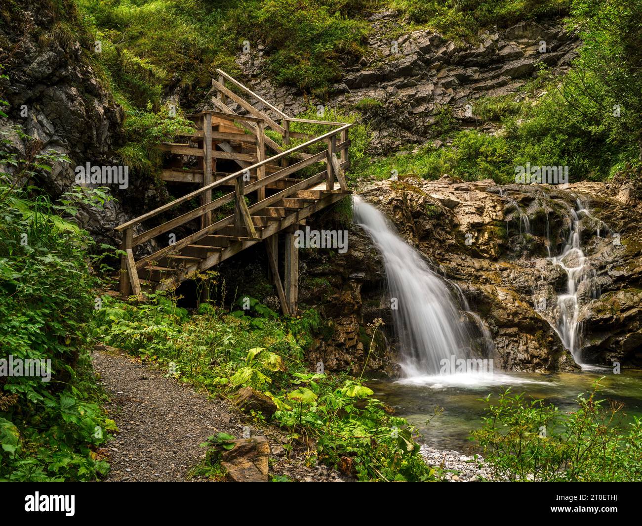 Hiking trail along the Spullerbach stream above Lech Stock Photo - Alamy