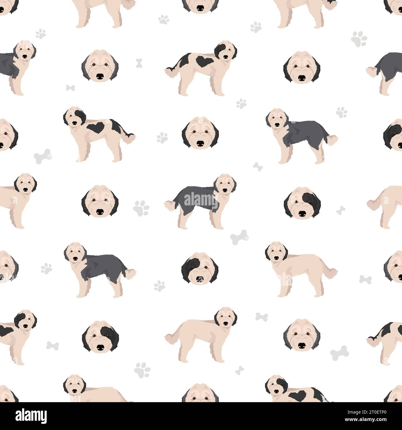 Sheepadoodle seamless pattern. Old English Sheepdog Poodle mix ...