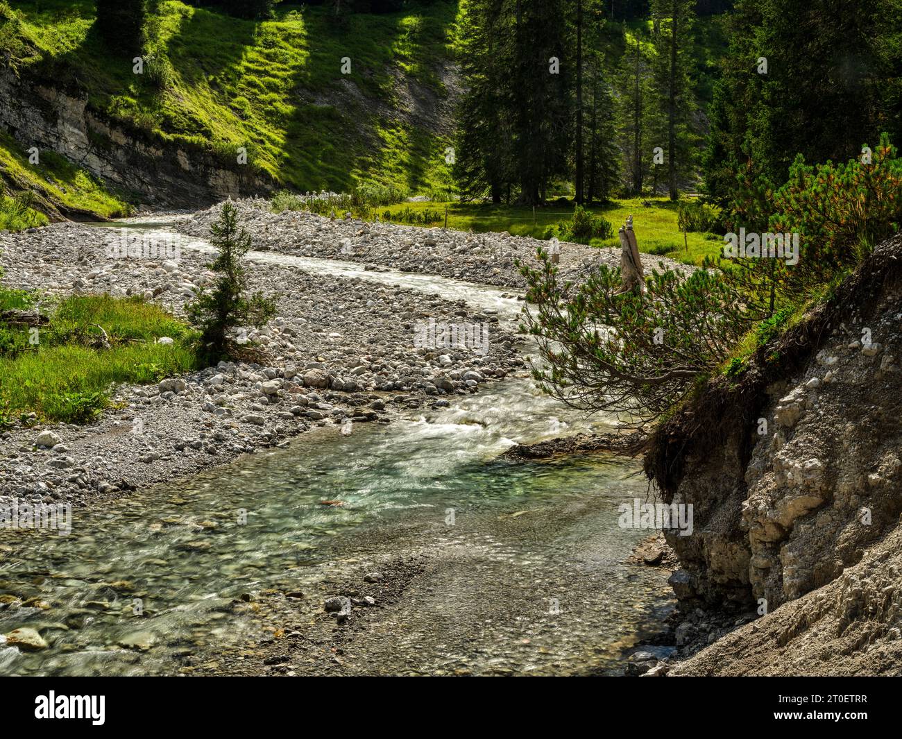 On the way along the Vorarlberg Lech in the Lechquellengebirge between ...