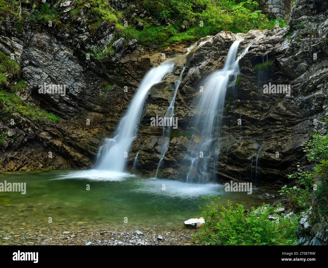 Waterfall on the hiking trail along the spullerbach above lech hi-res ...