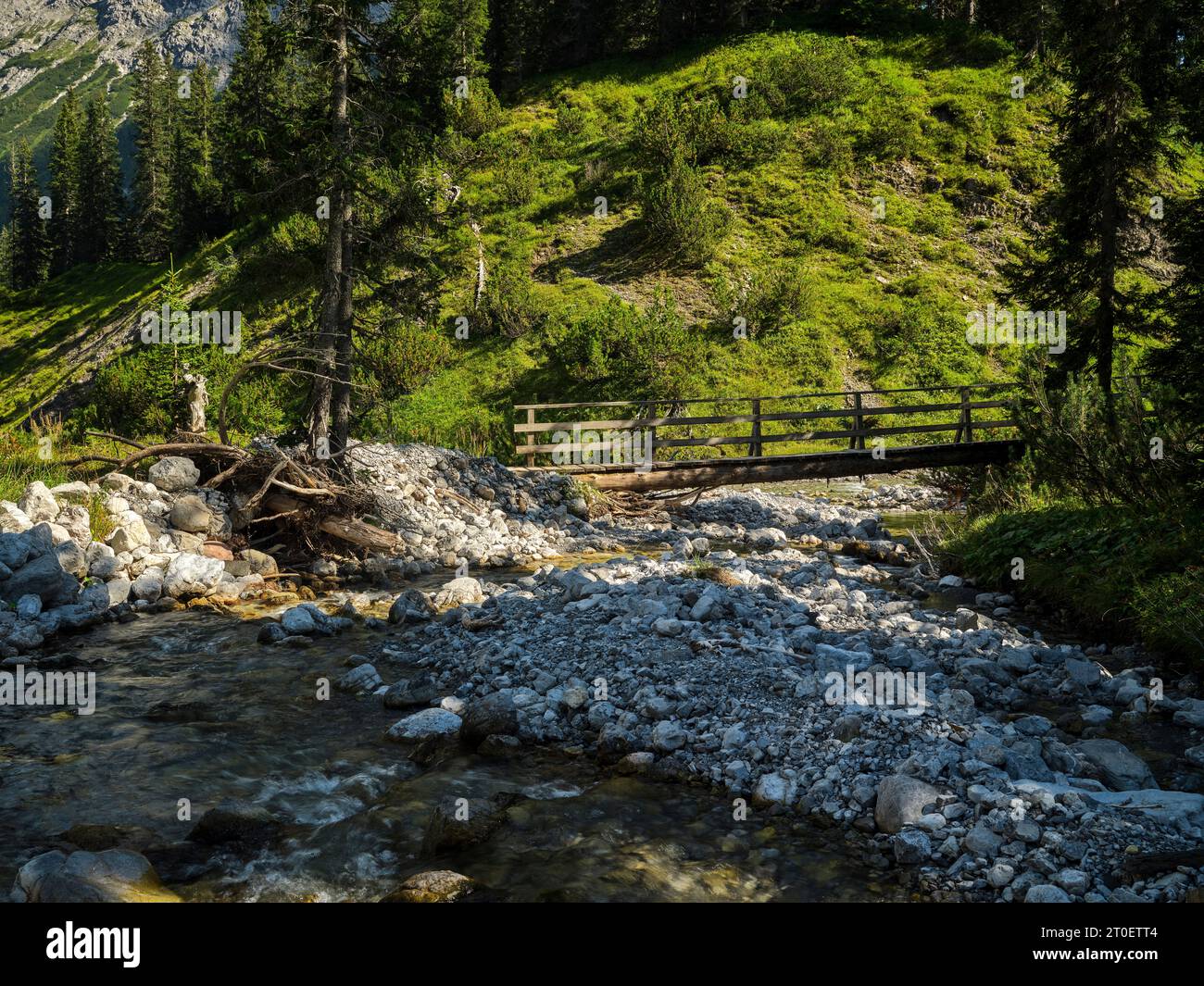 On the way along the Vorarlberg Lech in the Lechquellengebirge between ...