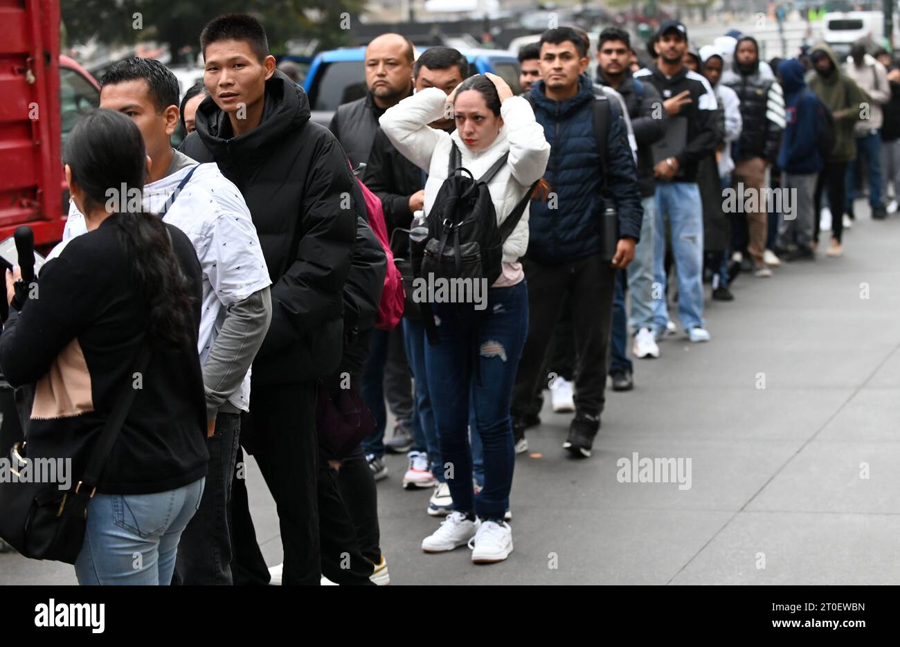 New York, New York, USA. 6th Oct, 2023. Migrants and asylum seekers ...