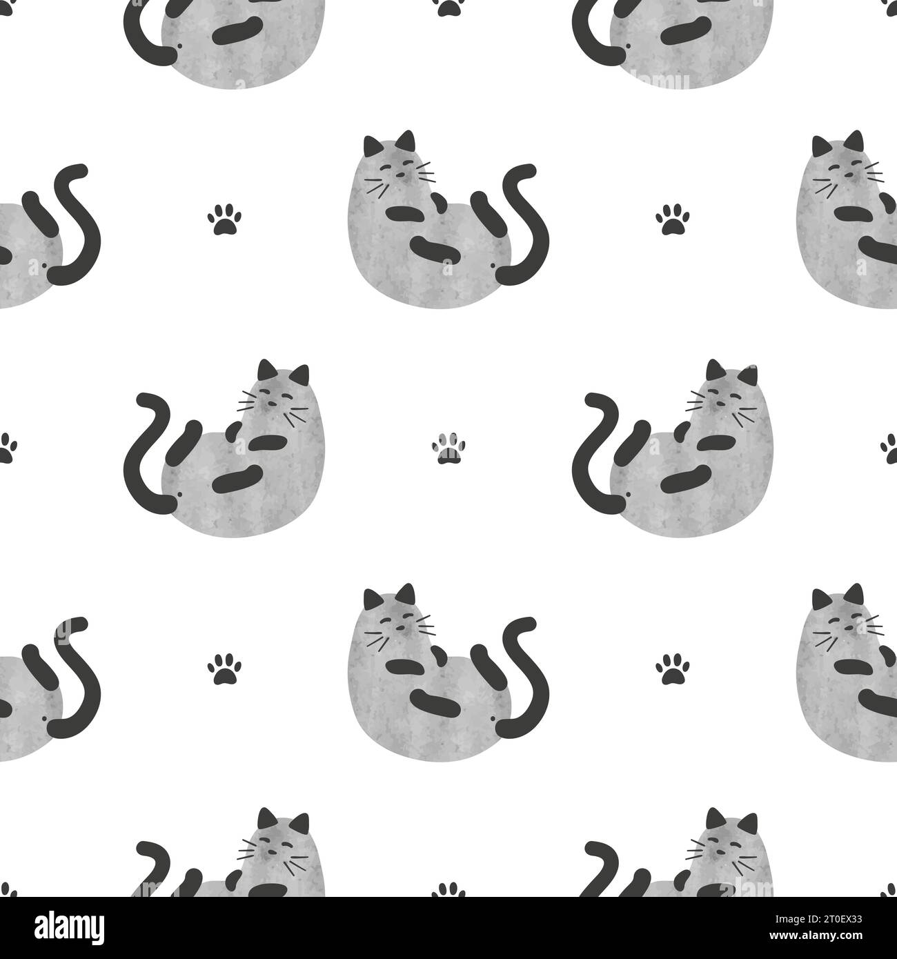 Cute cat seamless pattern. Vector cats illustration for kids Stock ...