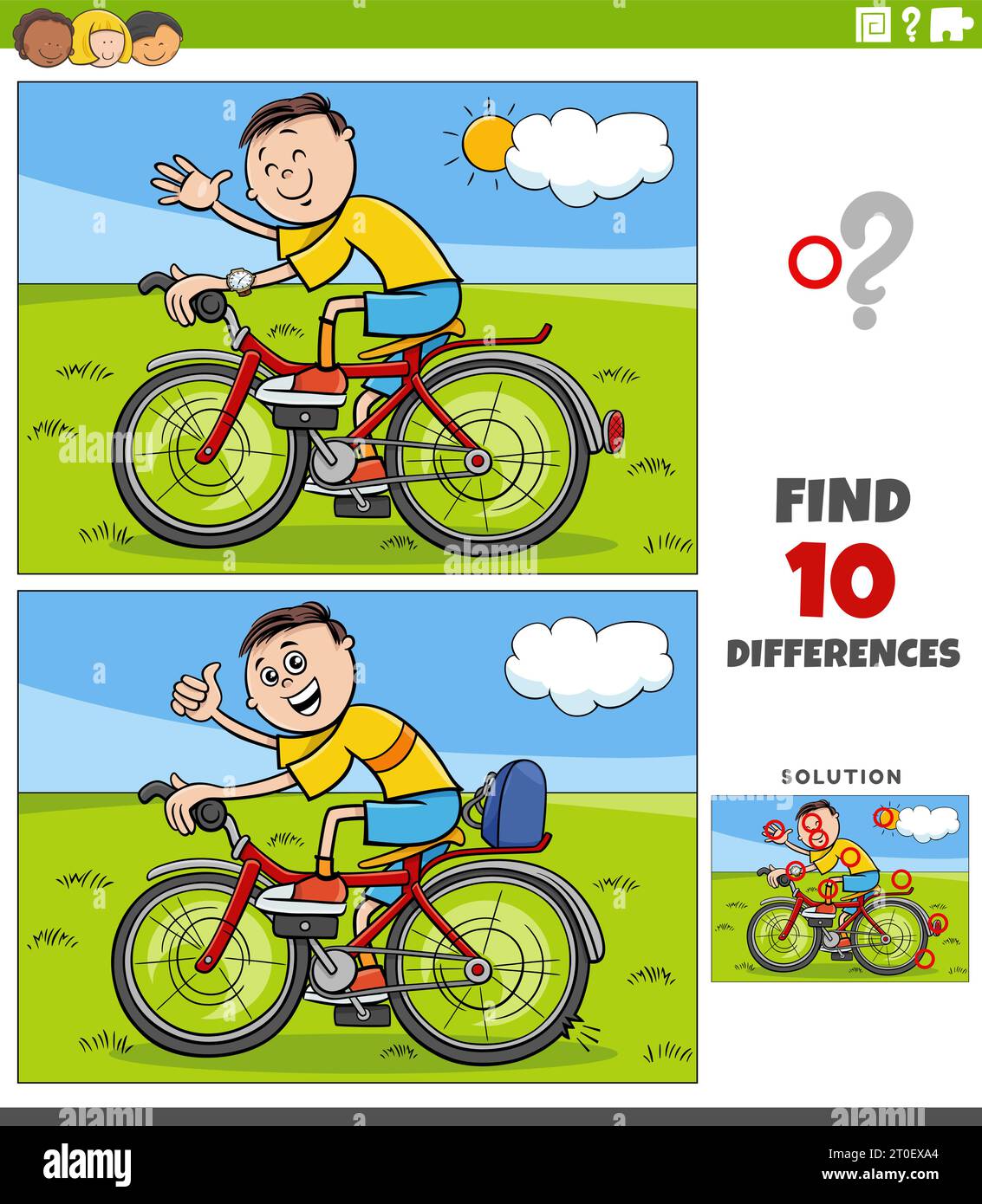 Cartoon illustration of finding the differences between pictures ...