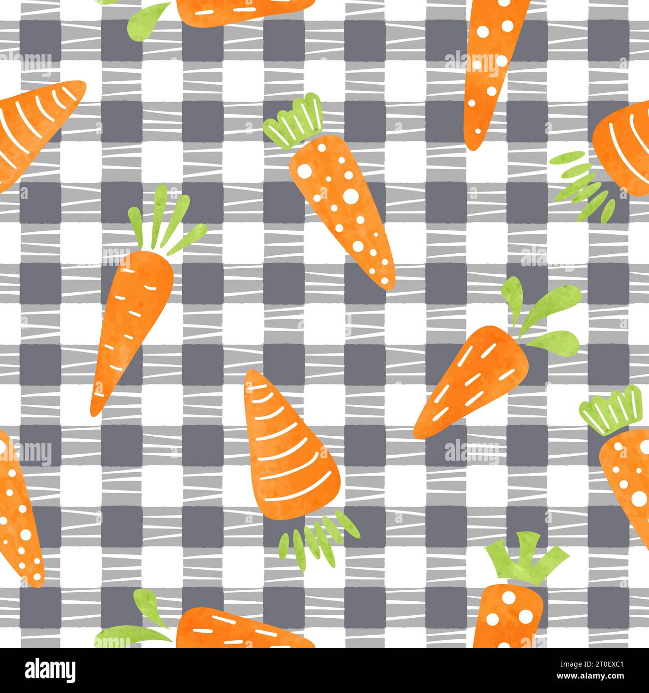 Seamless carrot pattern. Vector food background with red watercolor ...