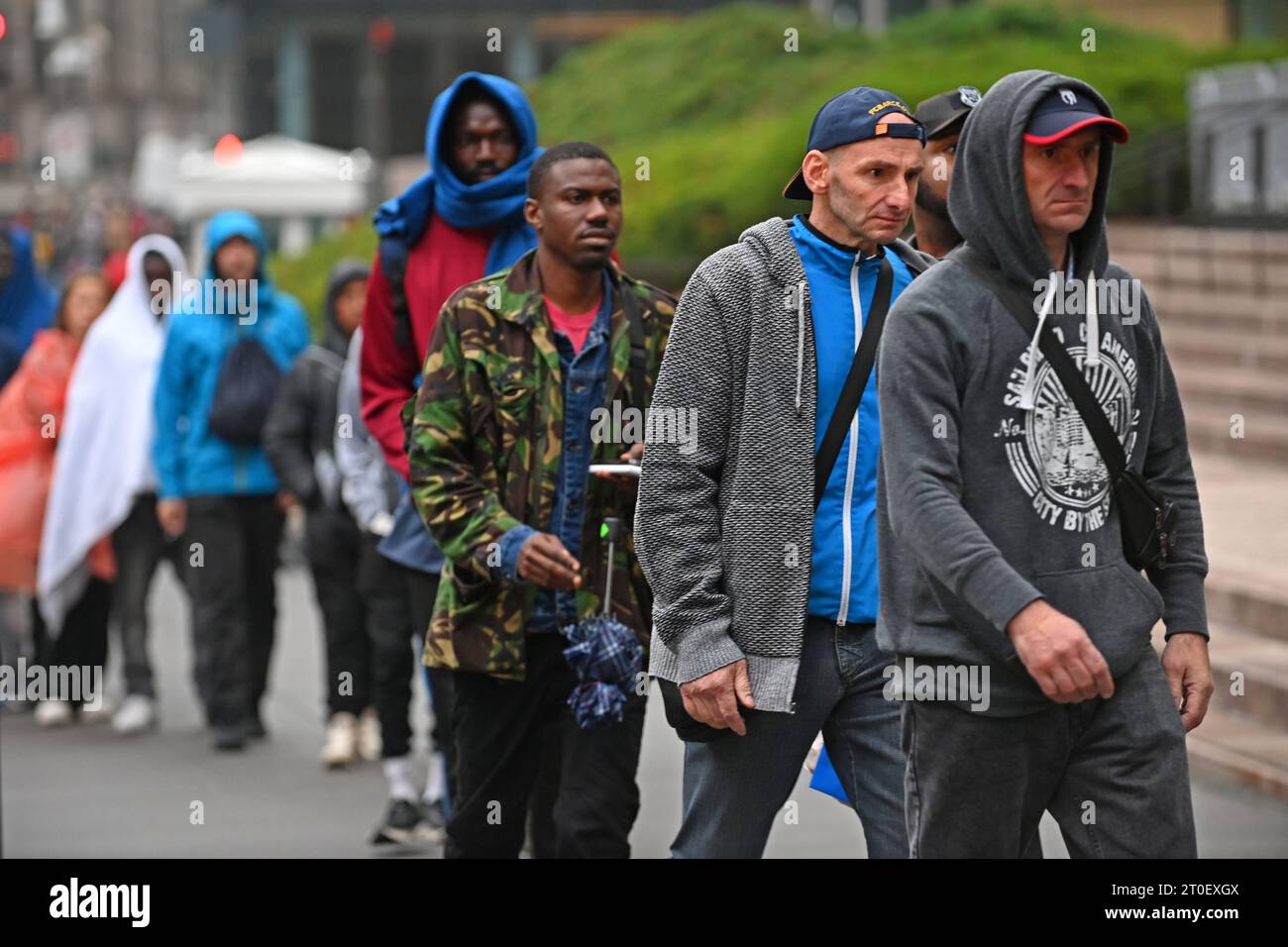 New York, New York, USA. 6th Oct, 2023. Migrants and asylum seekers ...
