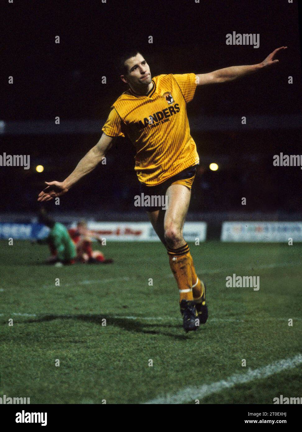 Wolverhampton Wanderers footballer Steve Bull celebrates a hat-trick ...
