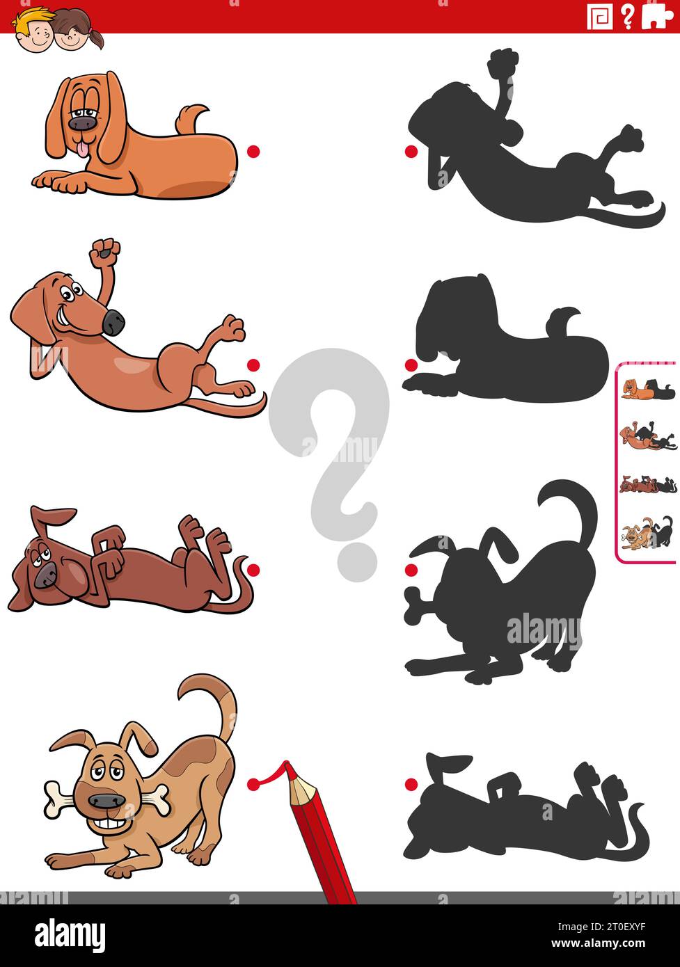 Cartoon illustration of match the right shadows with pictures ...