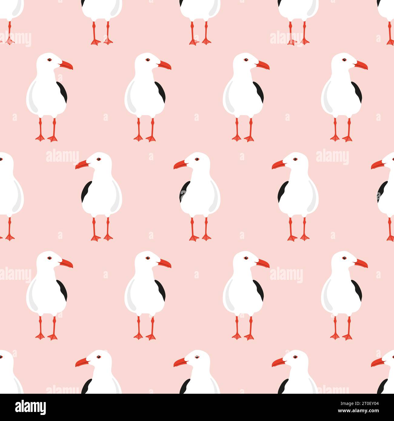 Seamless childish pattern with cute cartoon seagulls. Vector marine ...