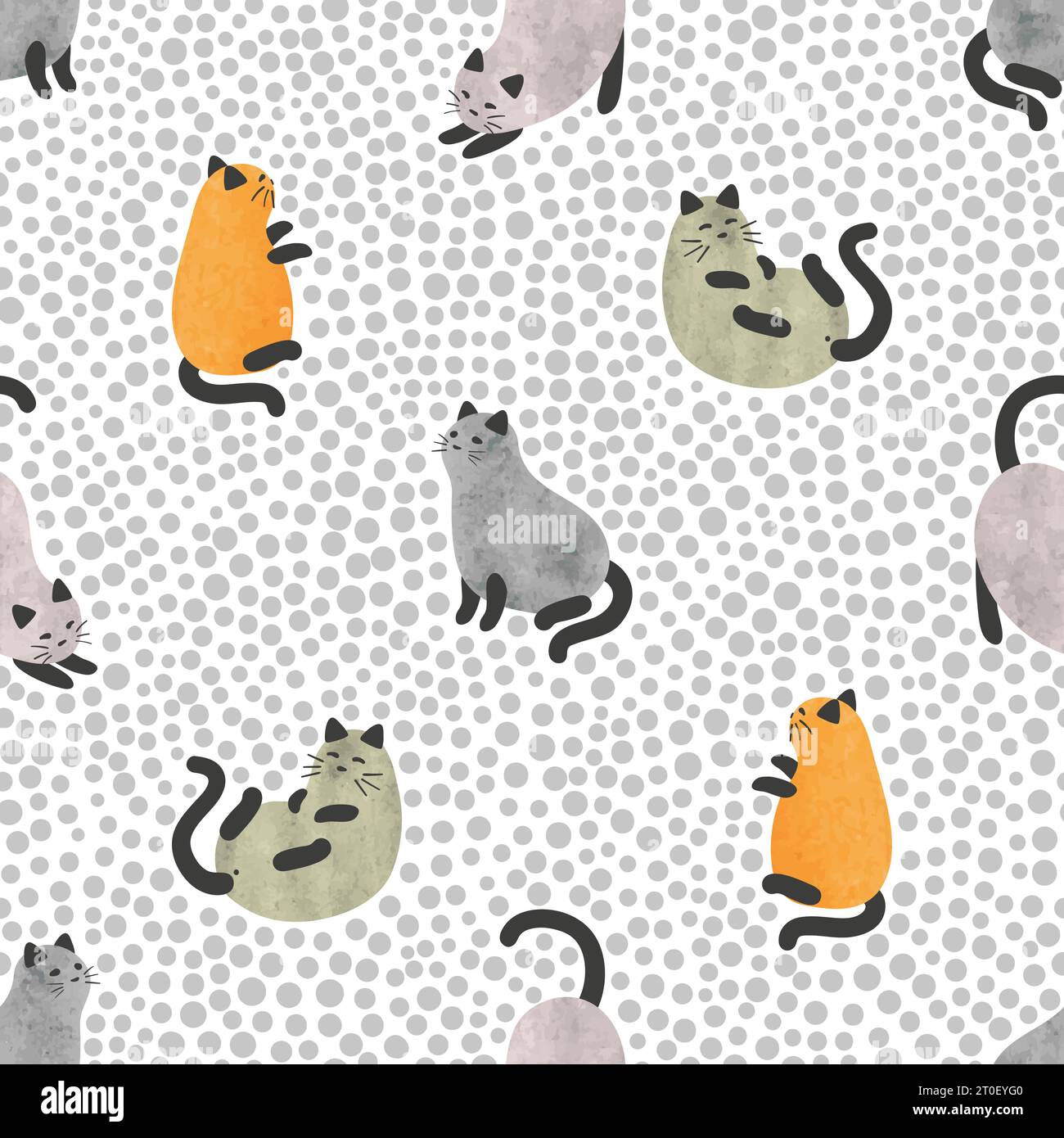 Seamless cute cats pattern. Vector kittens illustration Stock Vector ...