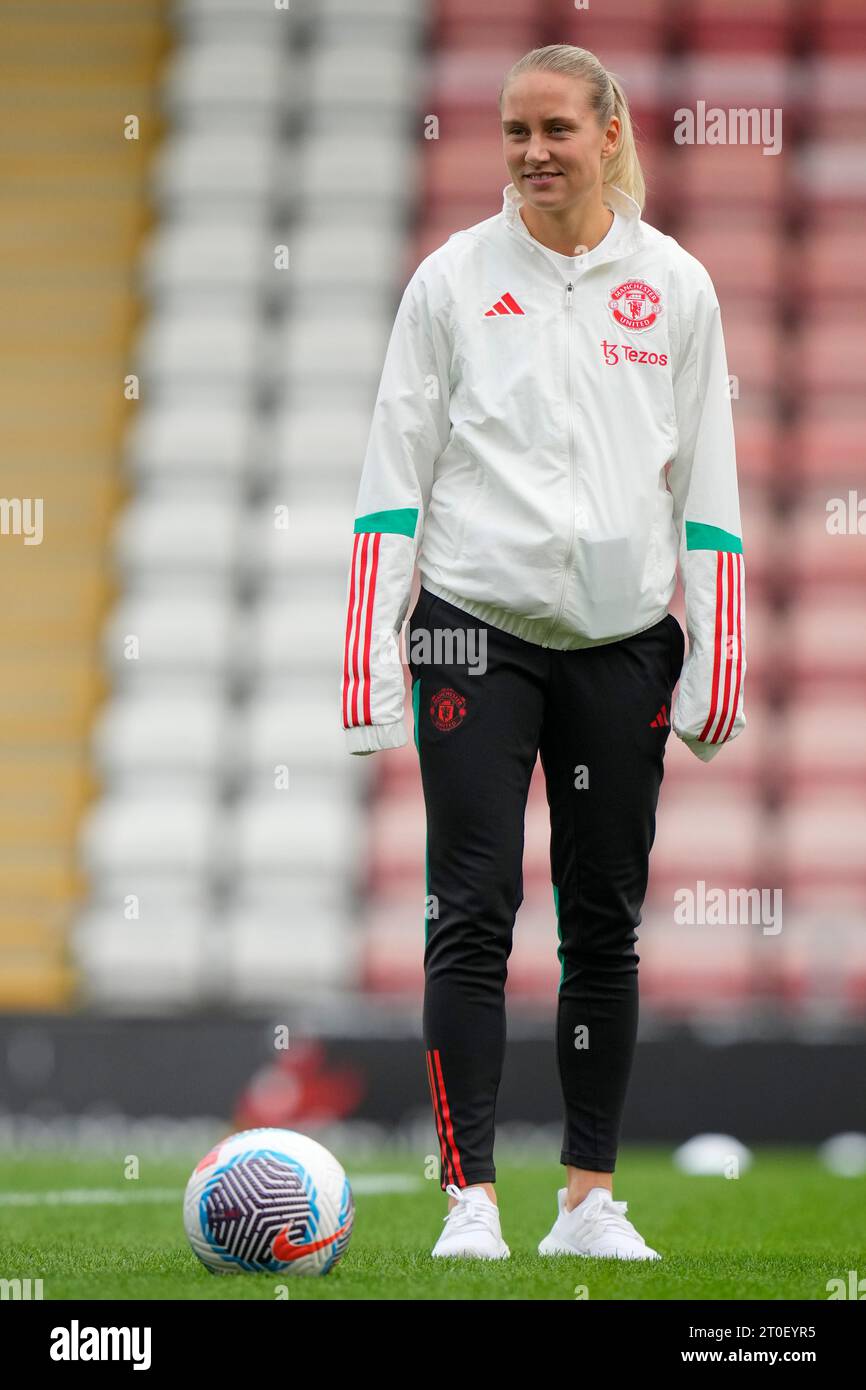 Leigh, UK. 06th Oct, 2023. Lisa Naalsund #16 of Manchester United ...