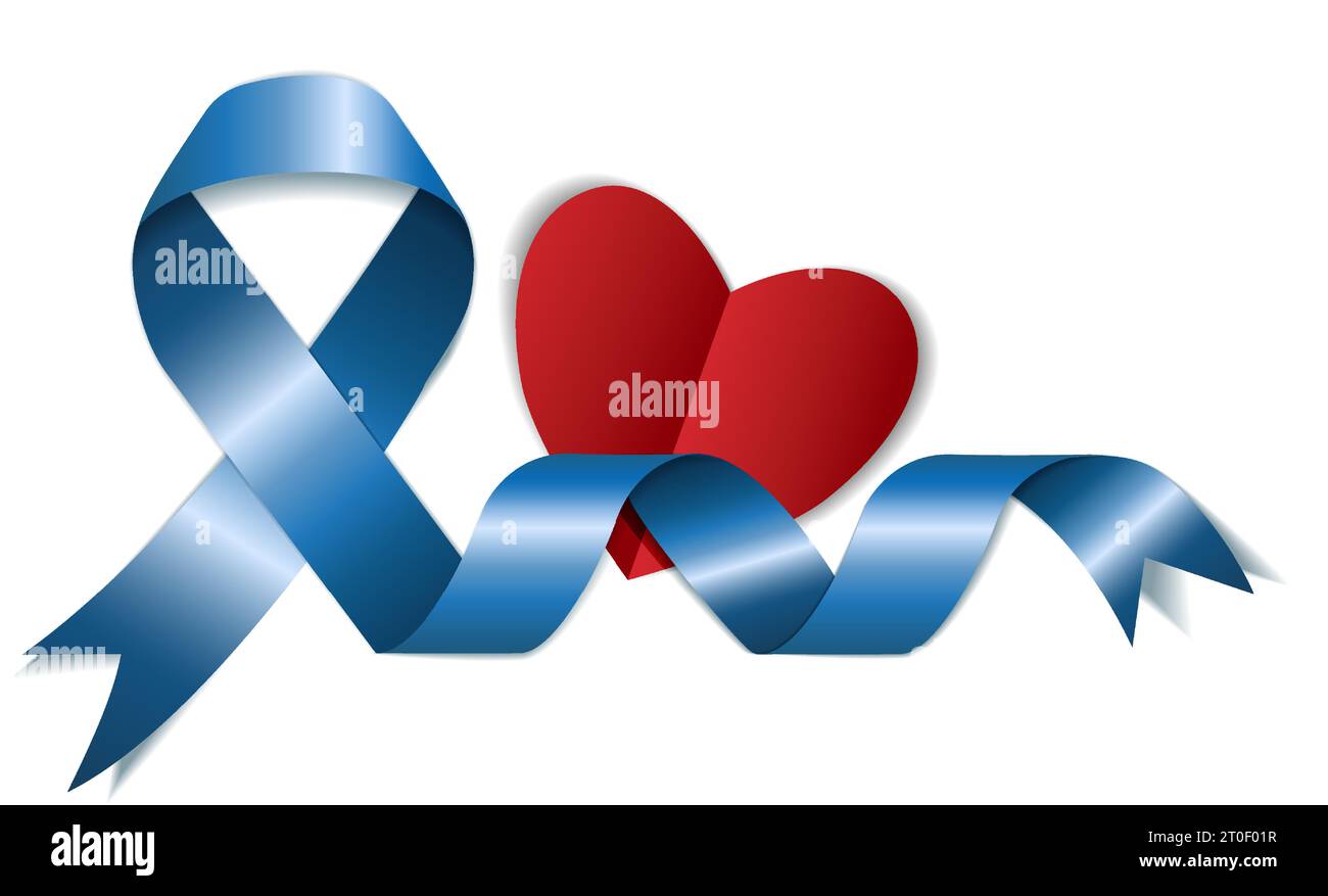 World diabetes day background. 14th November blue heart shape ribbon on ...