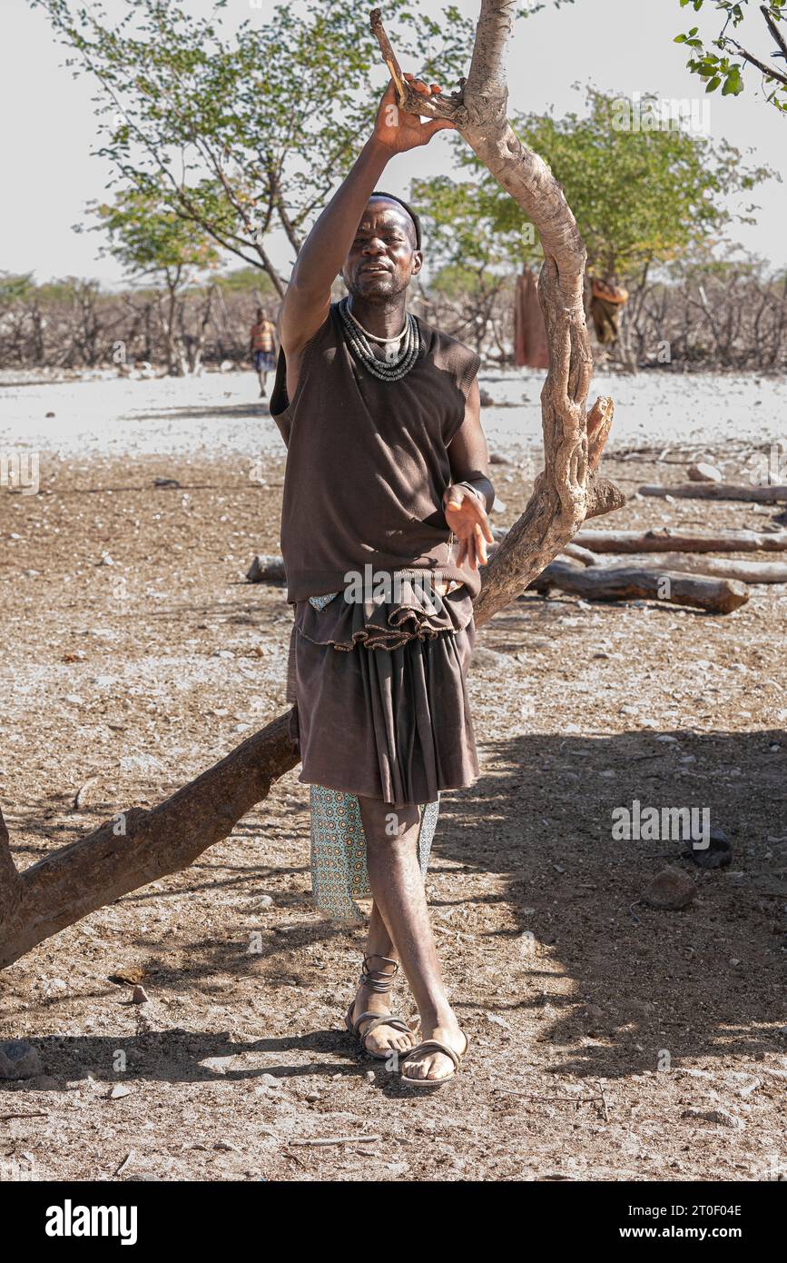 Original village of the Ovohimba tribe in northern Namibia near the ...