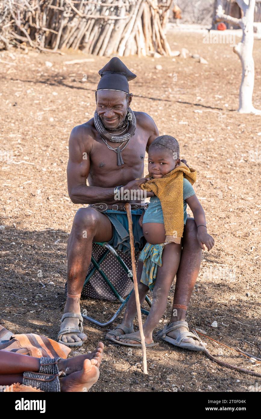 Original village of the Ovohimba tribe in northern Namibia near the ...