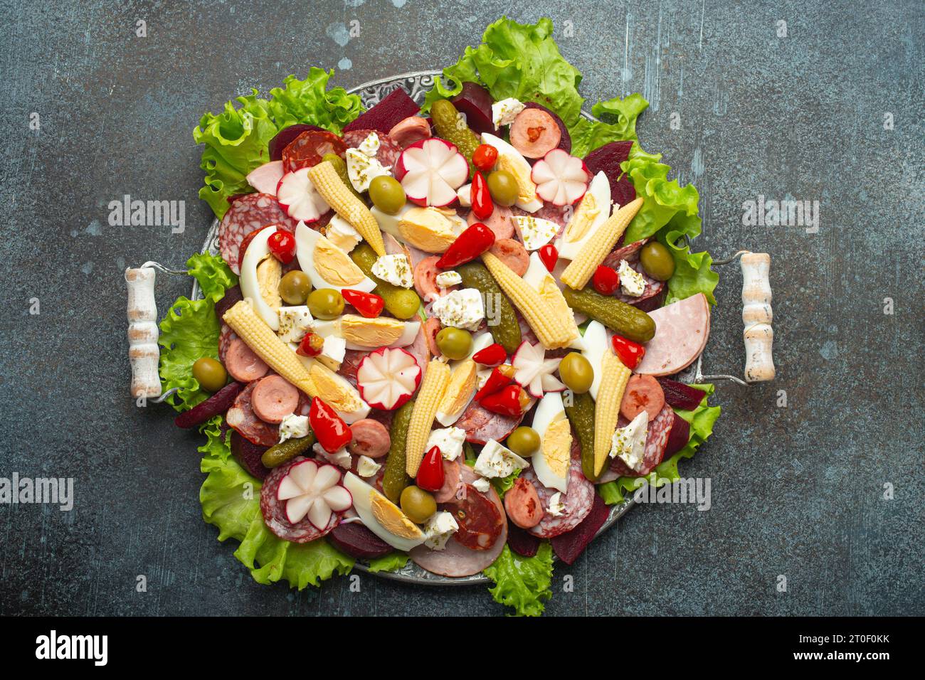 Fiambre, salad of Guatemala, Mexico and Latin America, served on large ...