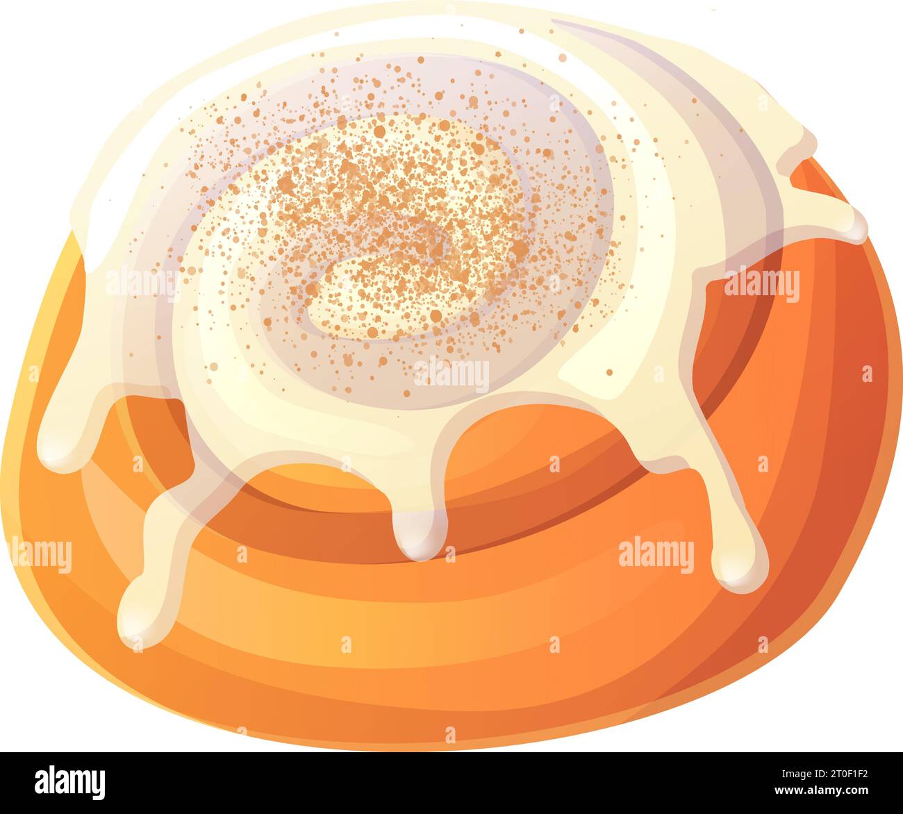 cinnamon bun with white icing and cinnamon powder. Stock vector ...