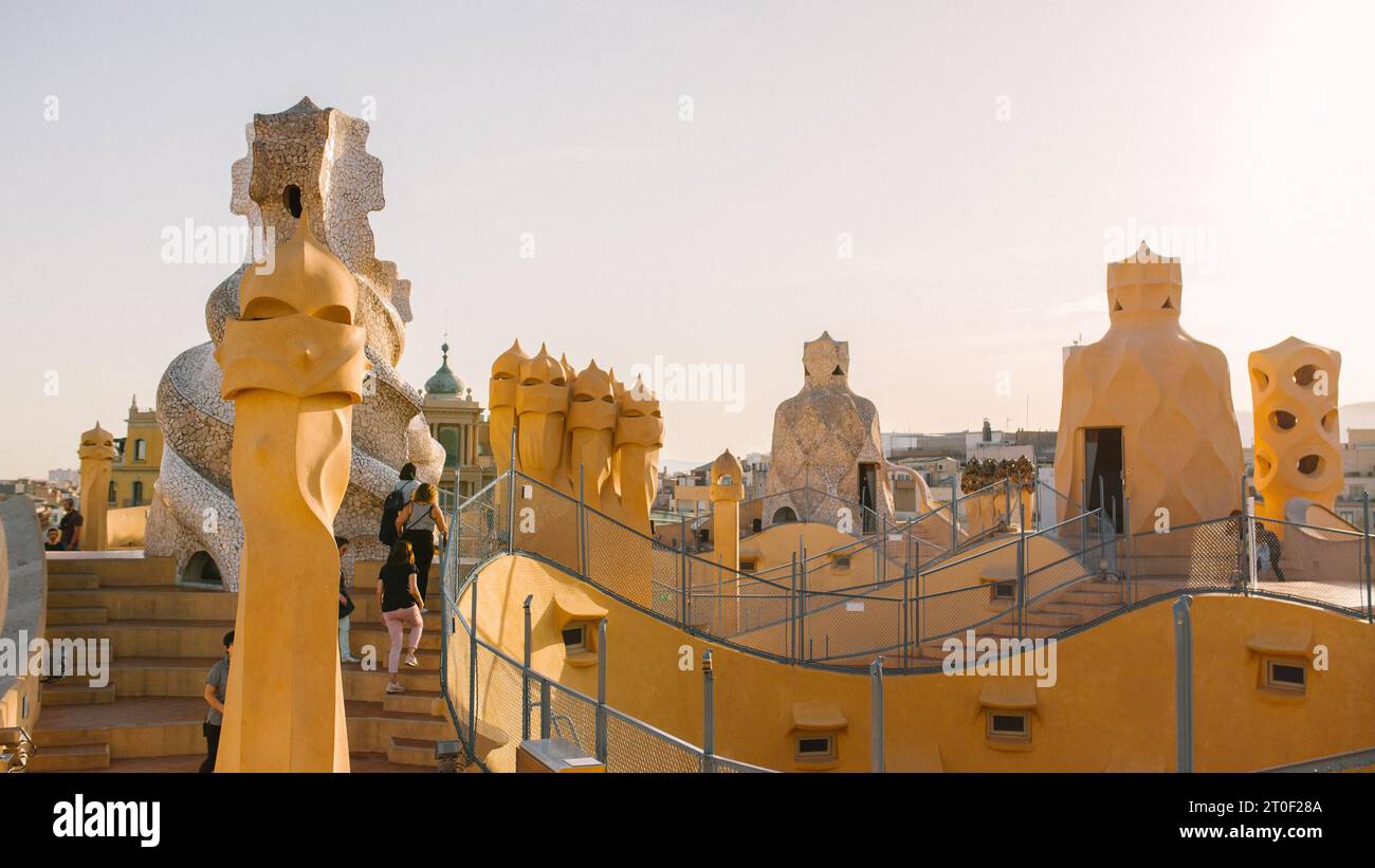 Casa Mila (La Pedrera) Rooftop Gaudí Building in Barcelona Stock Photo ...
