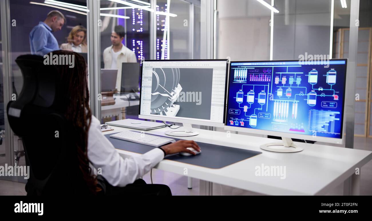 Engineer Doing 3D CAD Model Design On Computer In Office Stock Photo - Alamy