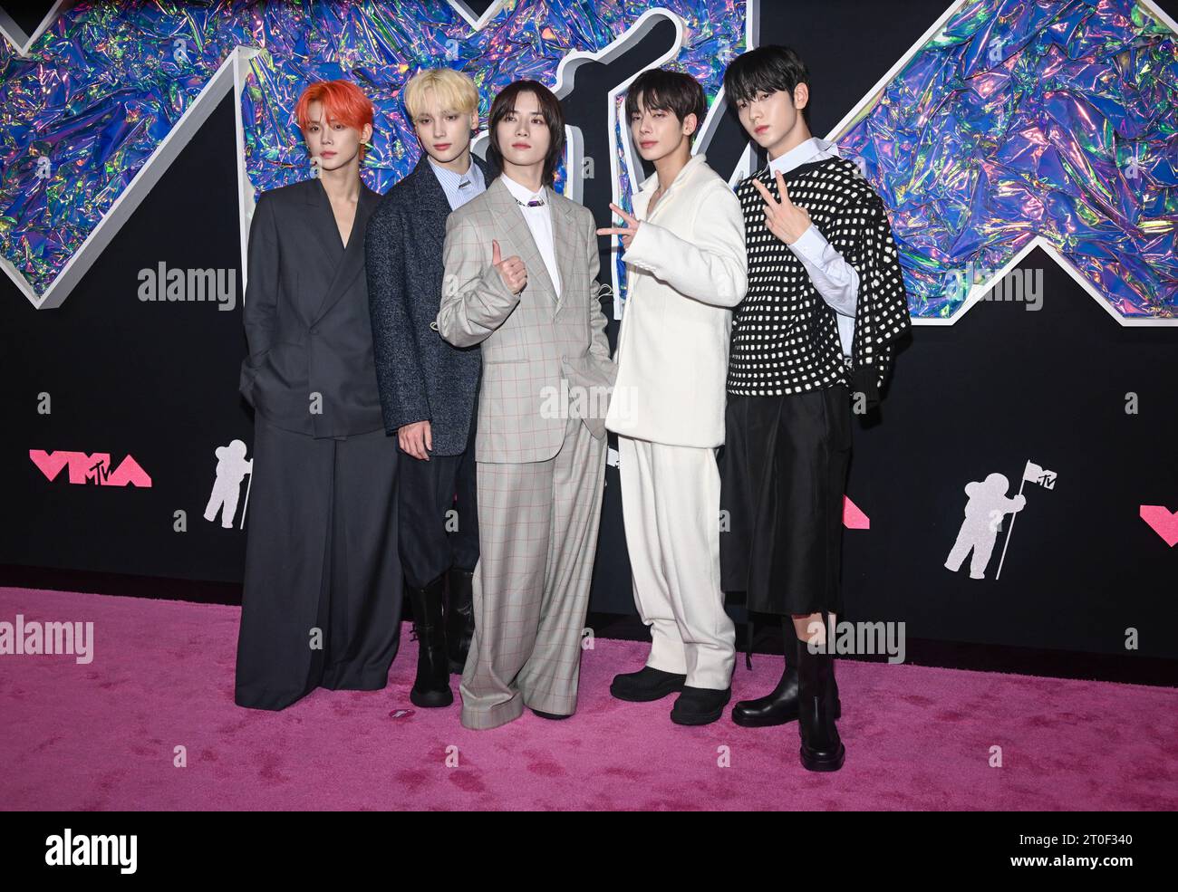 Yeonjun, Huening Kai, Beomgyu, Kang Taehyun and Soobin of TOMORROW X TOGETHER attend the 2023 ...