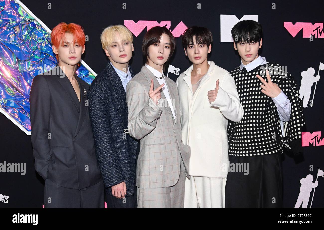 Yeonjun, Huening Kai, Beomgyu, Kang Taehyun and Soobin of TOMORROW X TOGETHER attend the 2023 ...