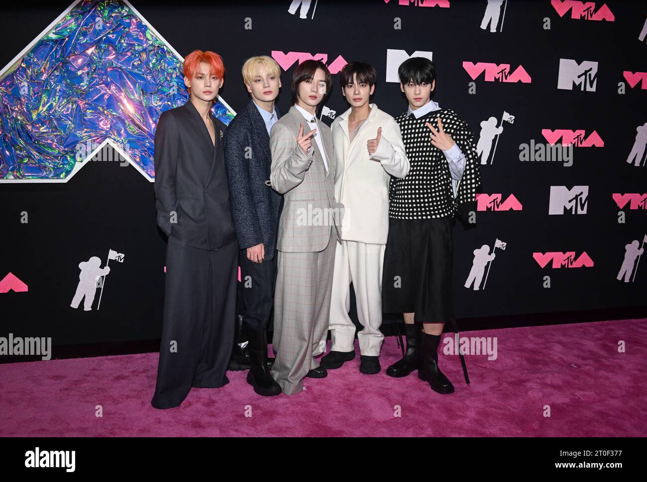 Yeonjun, Huening Kai, Beomgyu, Kang Taehyun and Soobin of TOMORROW X TOGETHER attend the 2023 ...