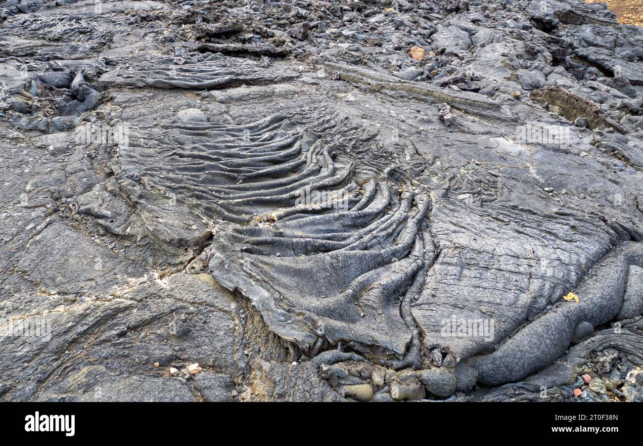 Frozen lava flow from 2022 Fagradalsfjall volcanic eruption vent near ...