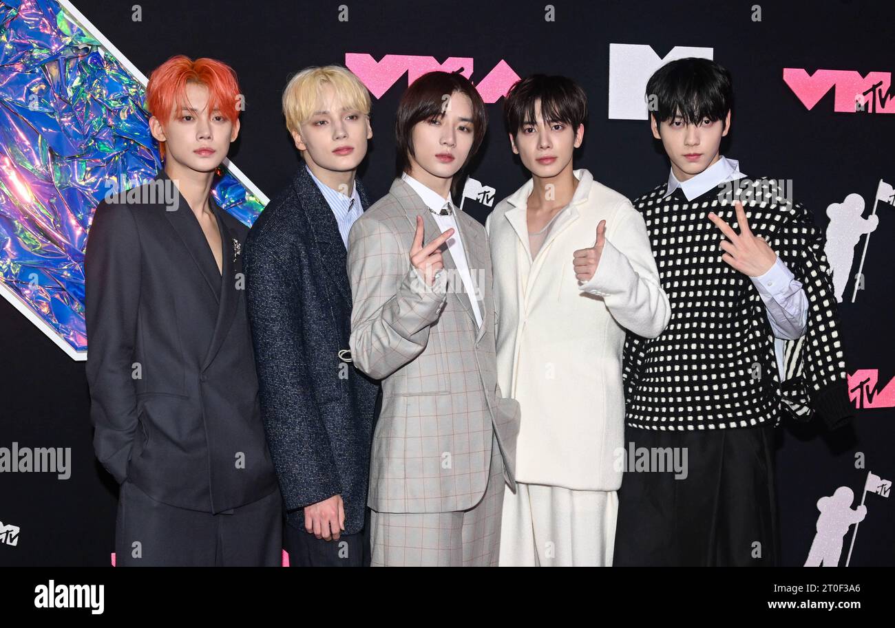 Yeonjun, Huening Kai, Beomgyu, Kang Taehyun and Soobin of TOMORROW X TOGETHER attend the 2023 ...
