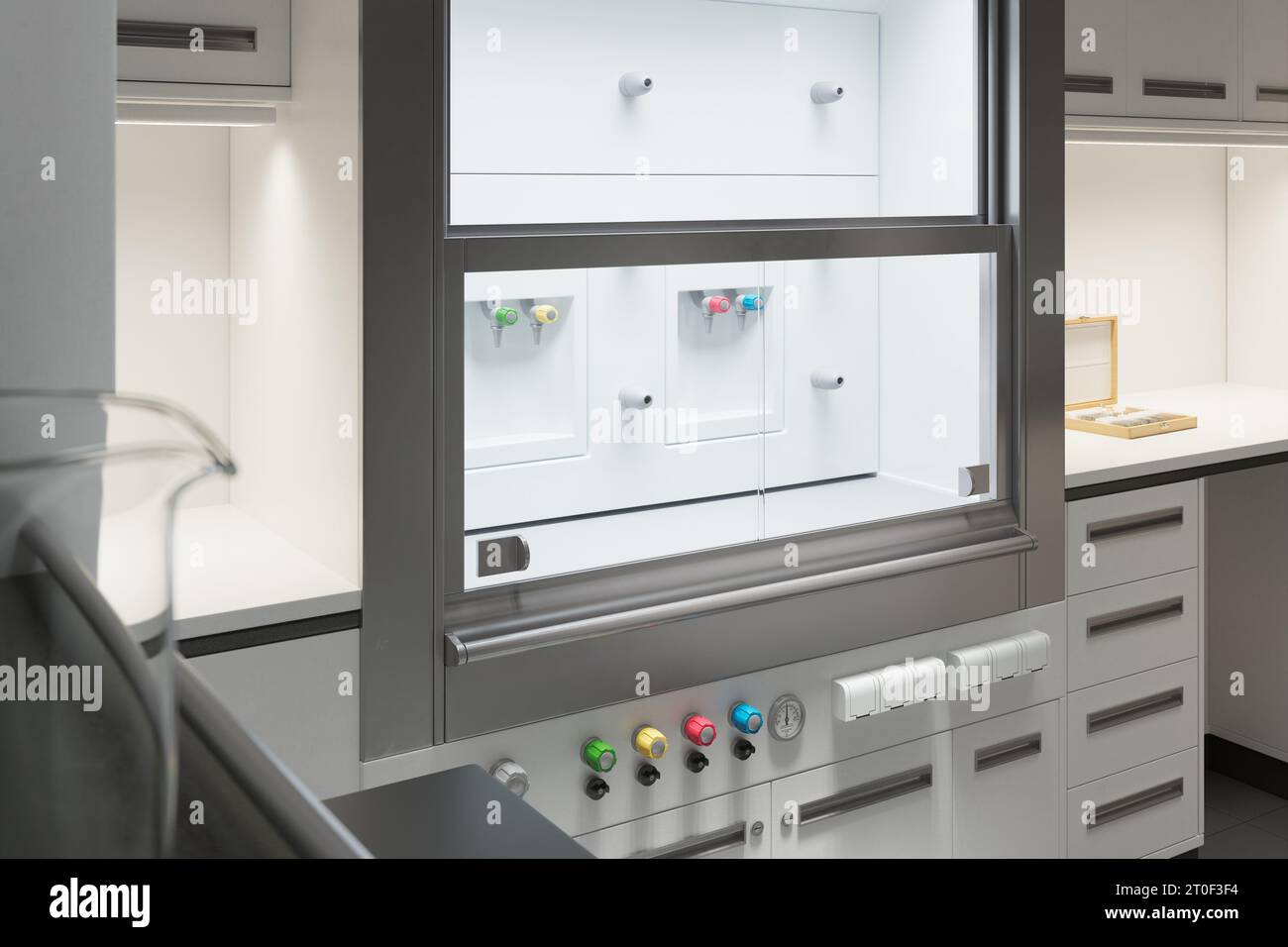 The interior of a specialistic laboratory. Containing clean room, which ...