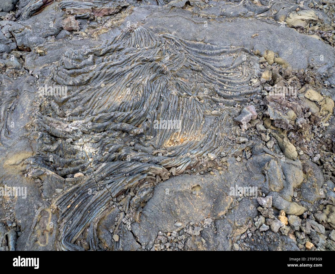 Frozen lava flow from 2022 Fagradalsfjall volcanic eruption vent near ...