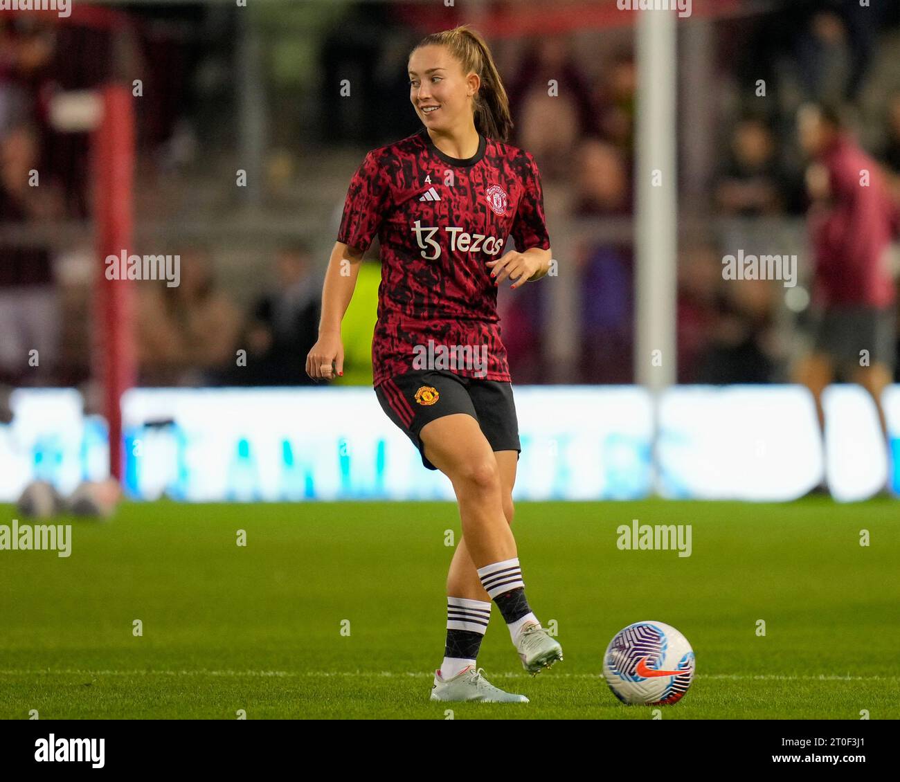 Maya Le Tissier #4 of Manchester United warms up before the The FA ...