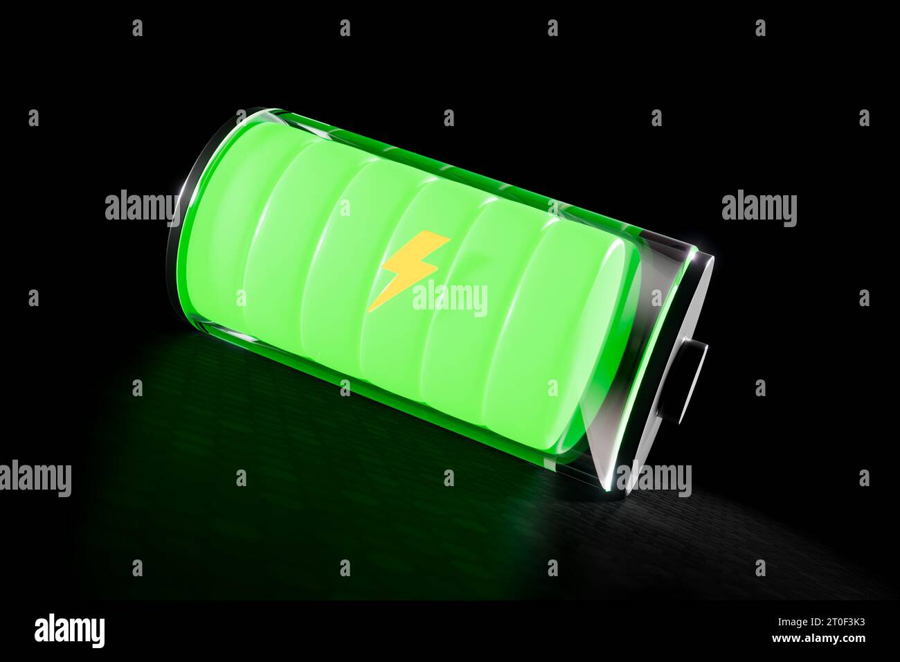 An empty rechargeable battery made of metal and glass is accumulating ...