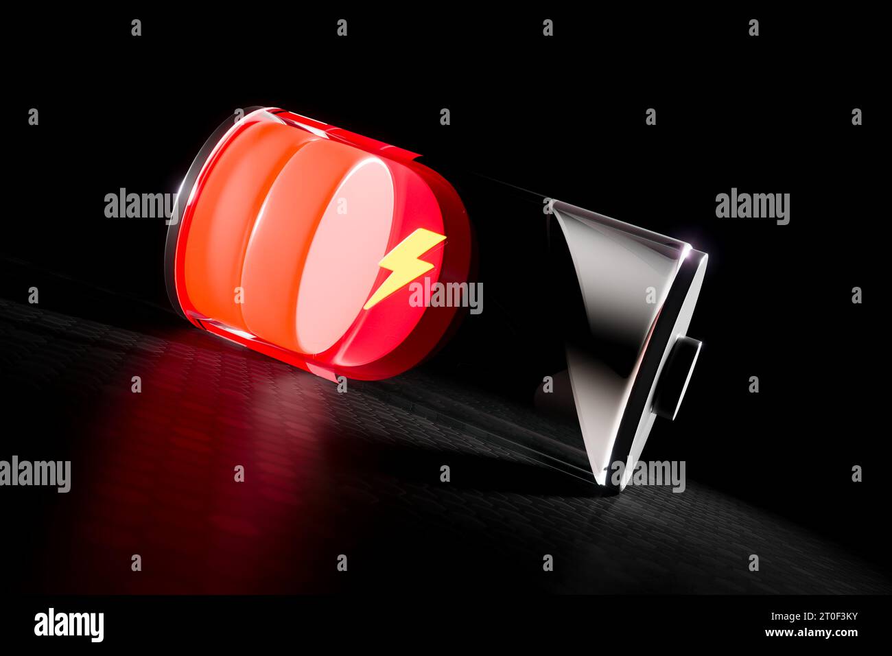 An empty rechargeable battery made of metal and glass is accumulating ...