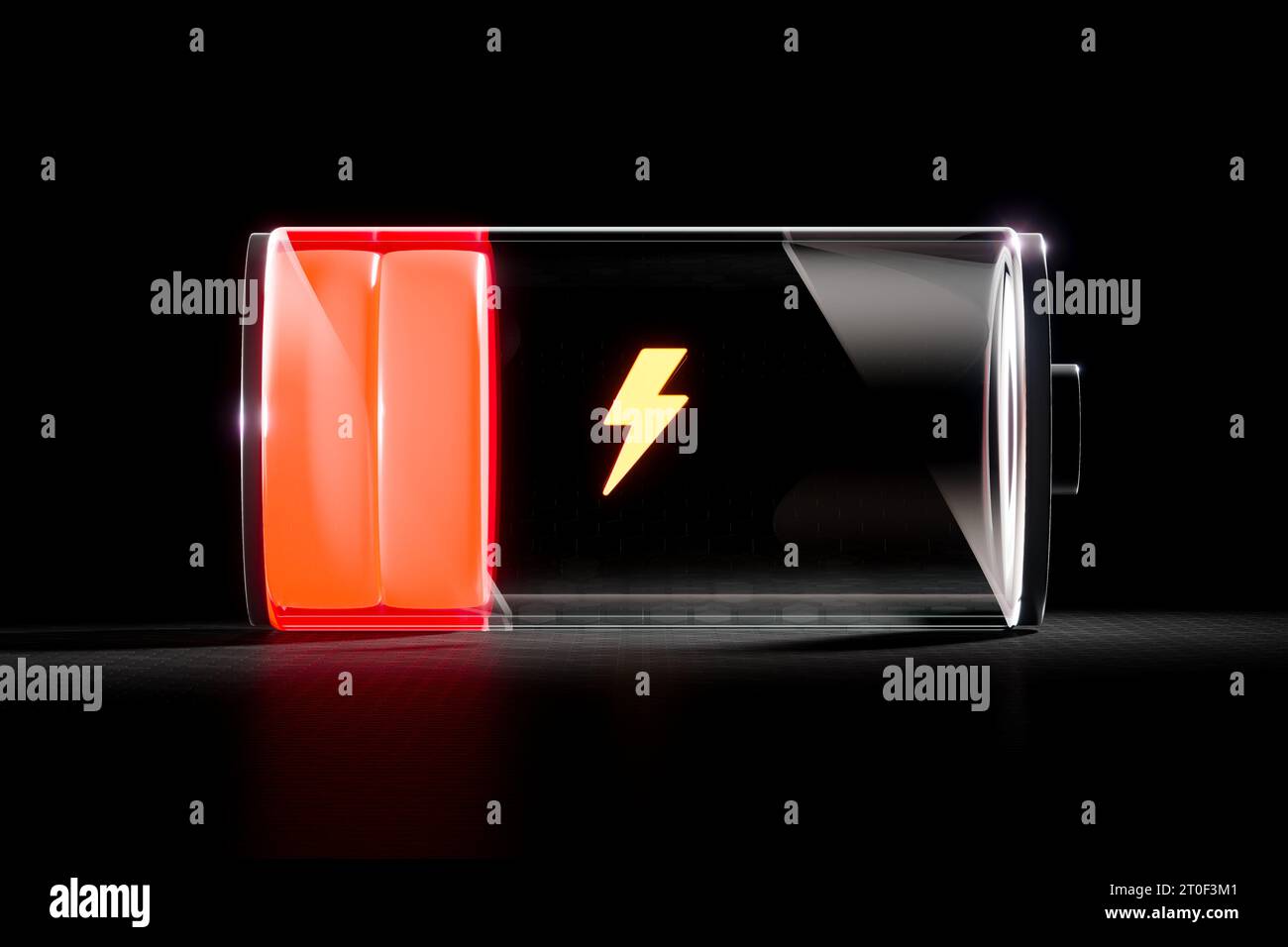 An empty rechargeable battery made of metal and glass is accumulating ...
