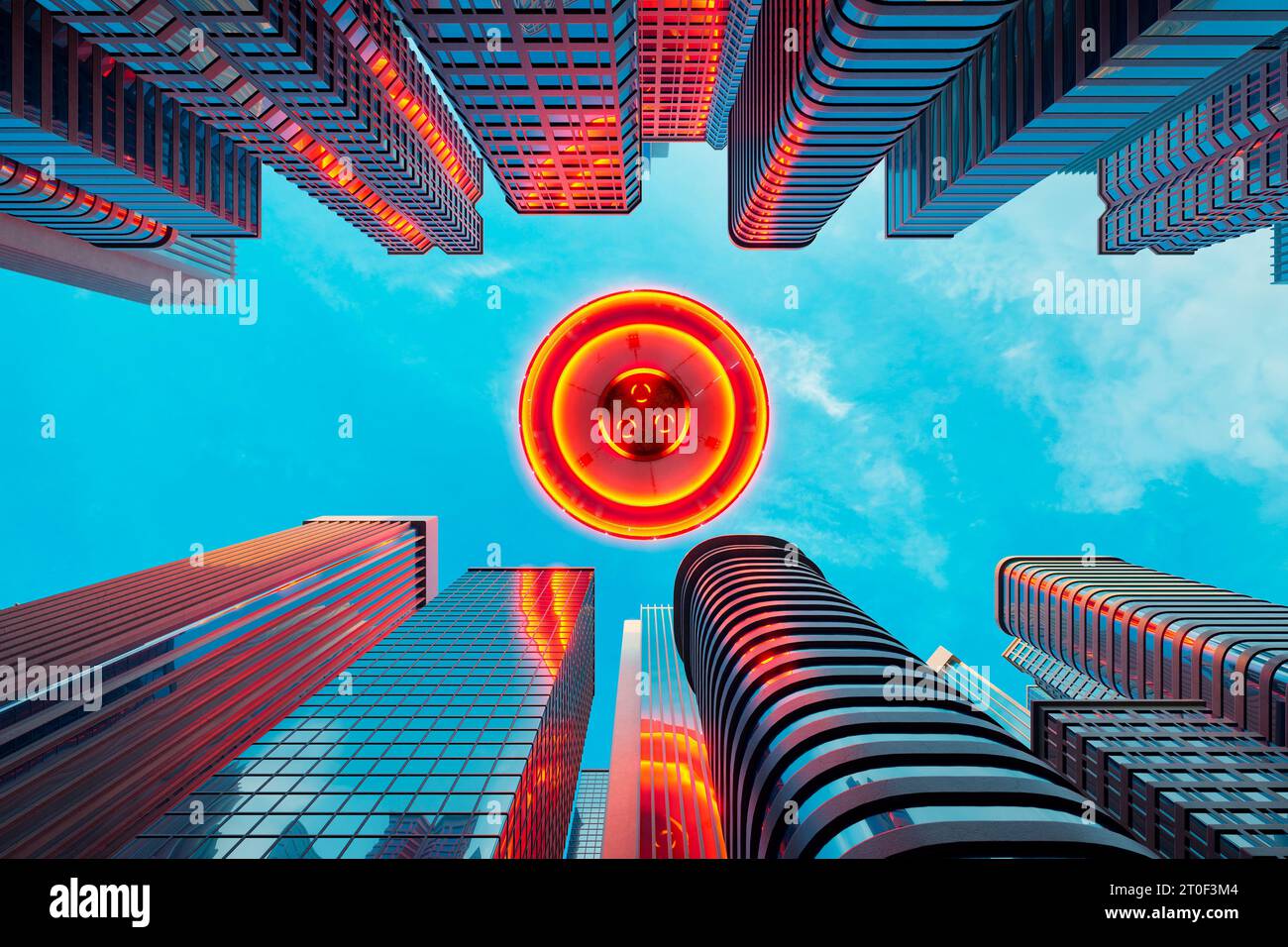 Flying slowly above modern city hi-res stock photography and images - Alamy