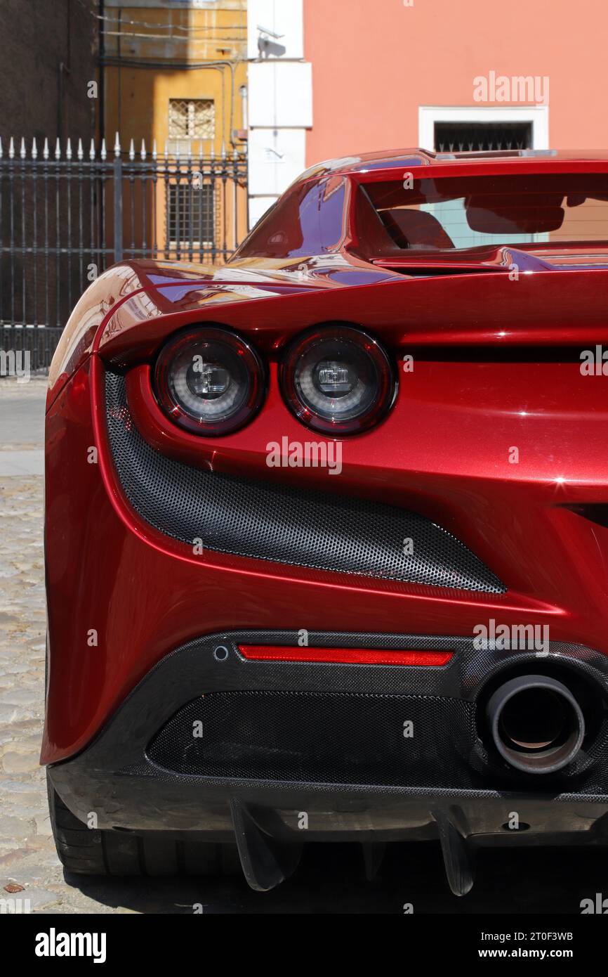 MODENA, ITALY, October 2023 - Ferrari modern sport car aerodynamic ...