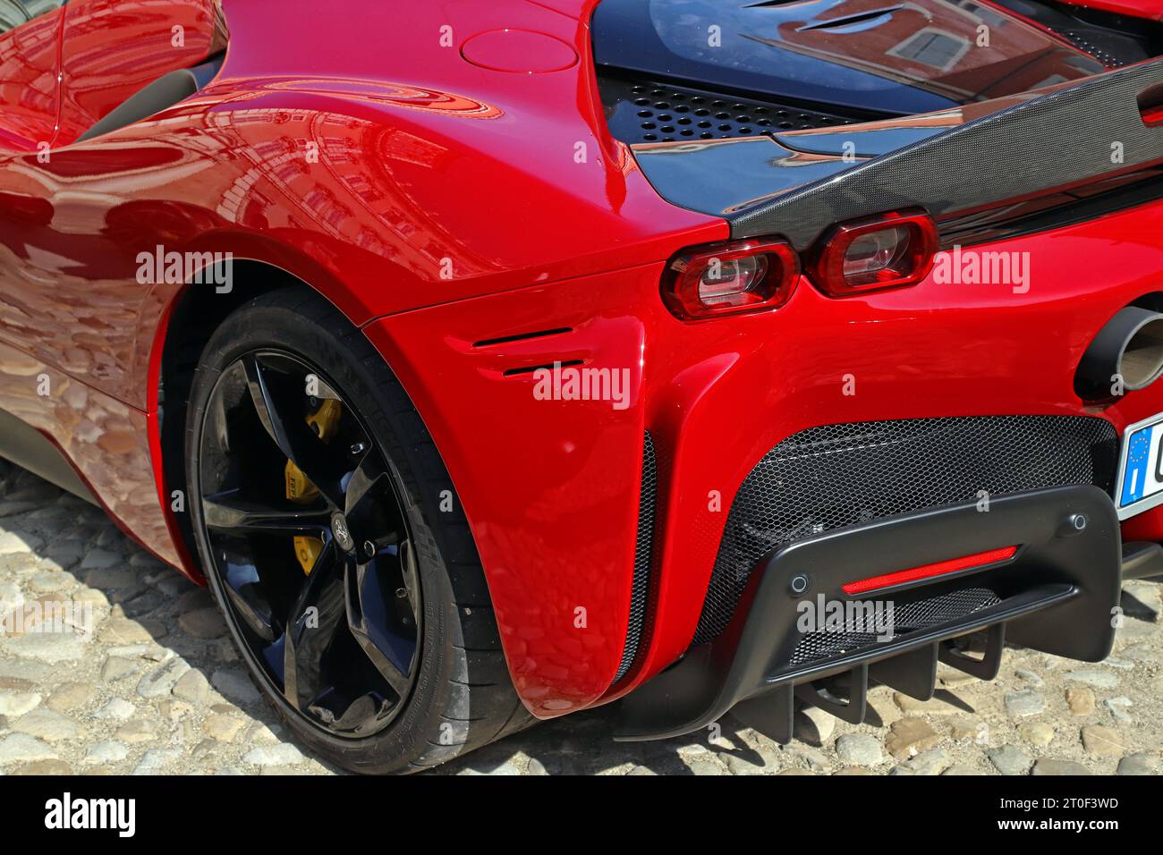 MODENA, ITALY, October 2023 - Ferrari modern sport car aerodynamic ...