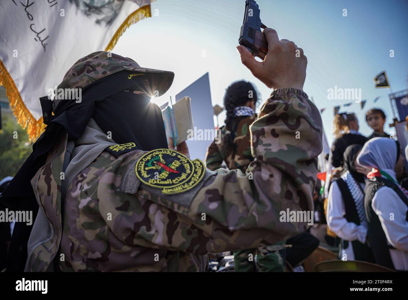 Gaza, Gaza, Palestine. 6th Oct, 2023. A Palestinian woman holds a ...