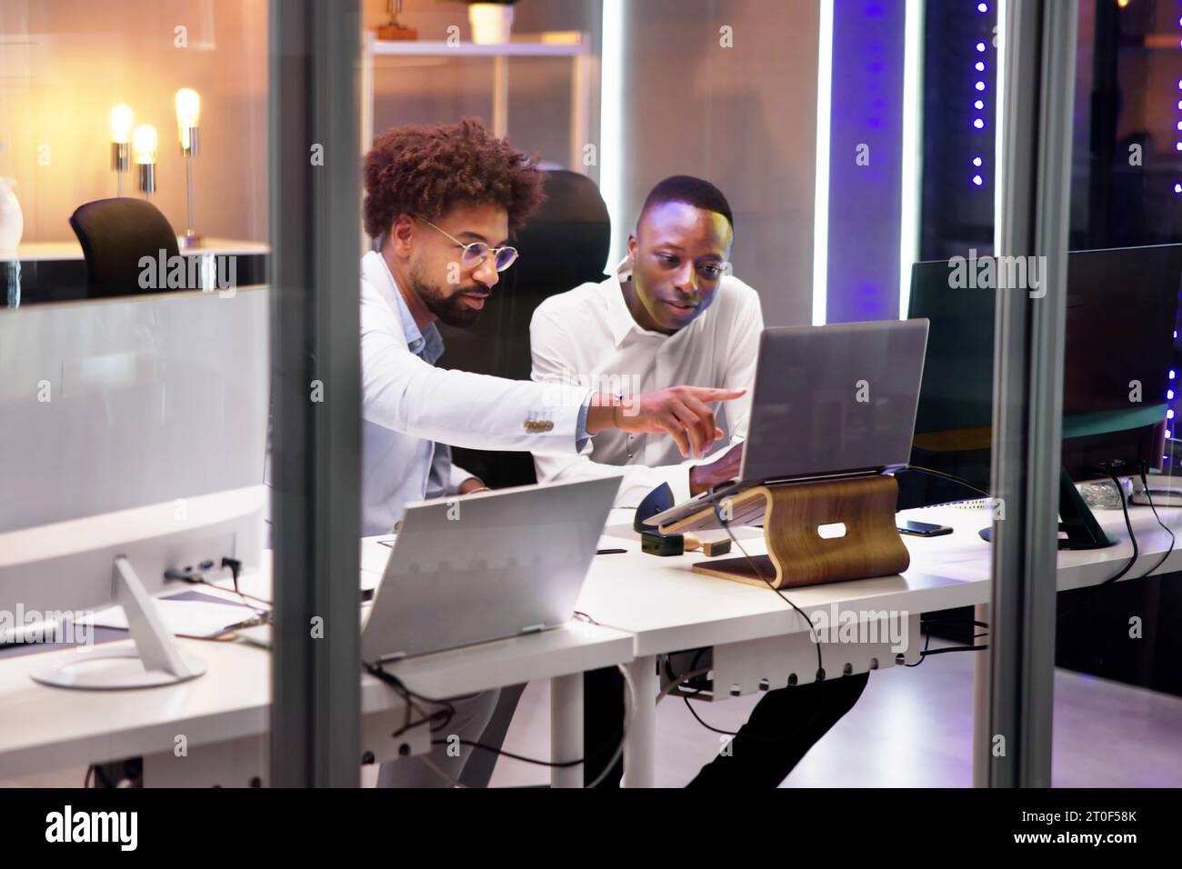 Business People Training On Computer. Young Workers In Office Stock ...