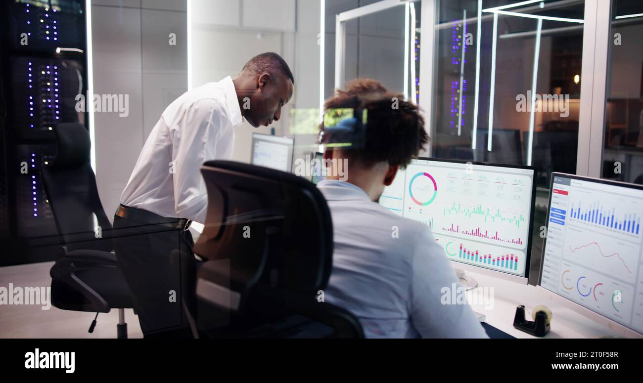 African American Data Analyst Using Data Analytics KPI Dashboard Stock ...