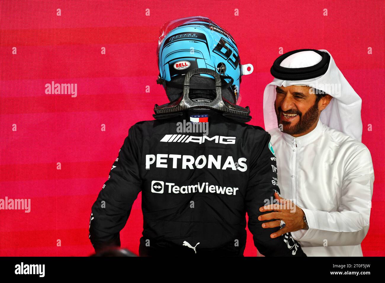 Doha, Qatar. 06th Oct, 2023. (L to R): Second placed George Russell ...