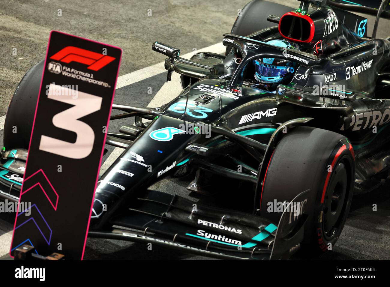 Doha, Qatar. 06th Oct, 2023. Second placed George Russell (GBR ...