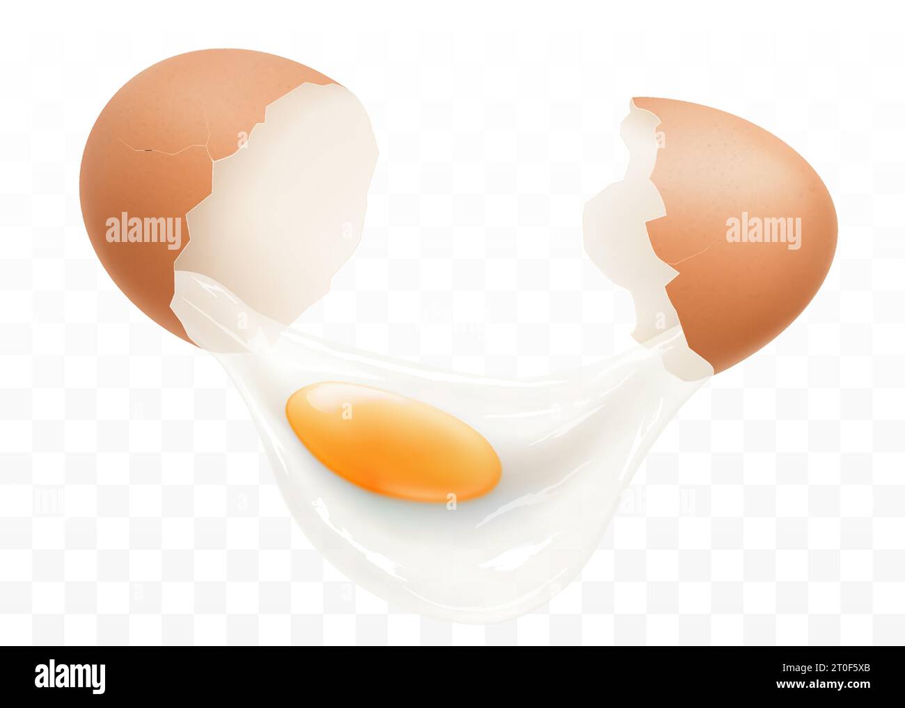 A broken egg isolated on a transparent background. The protein and yolk ...