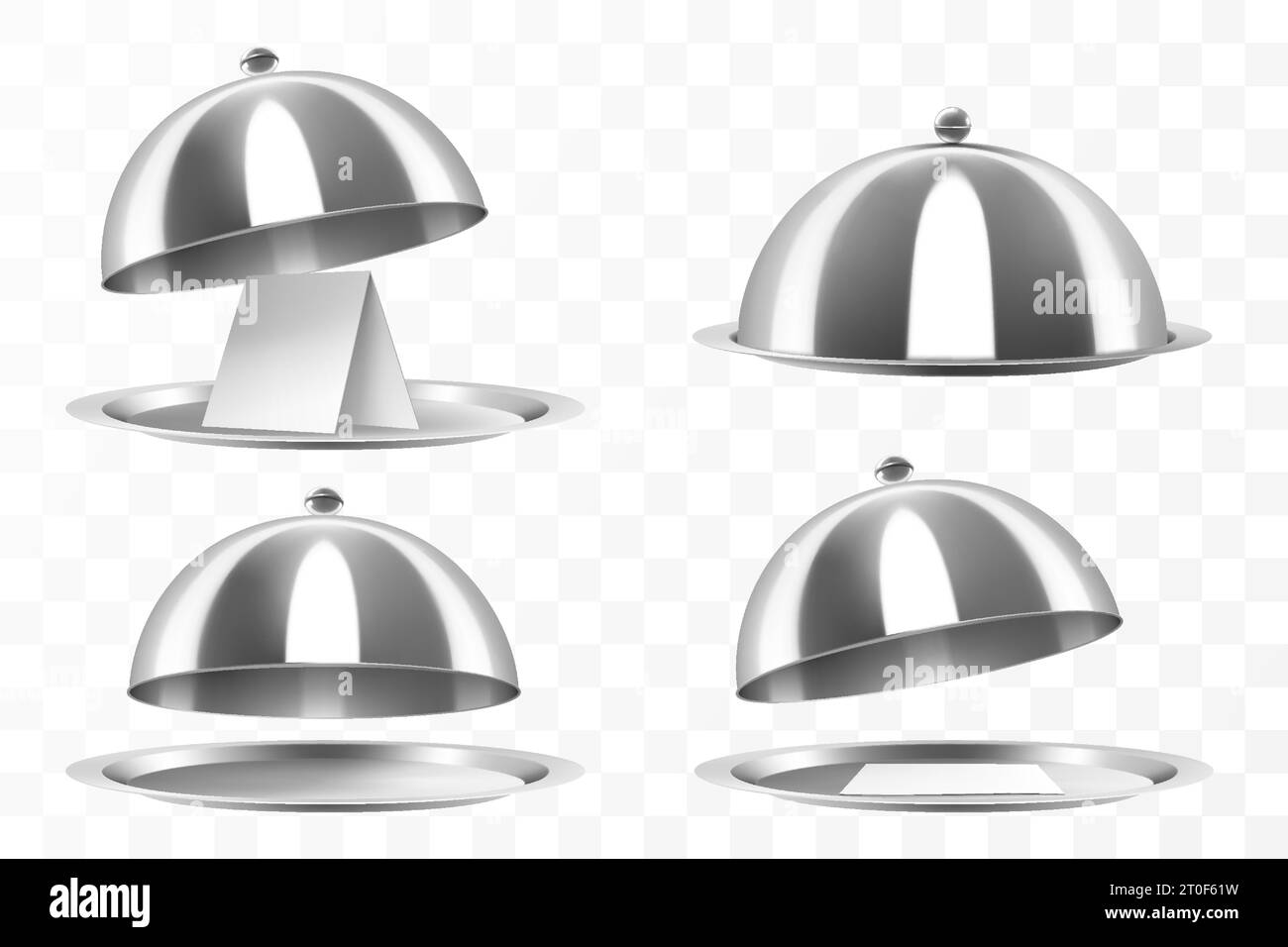 Set of a stainless steel cloche isolated on transparent background ...