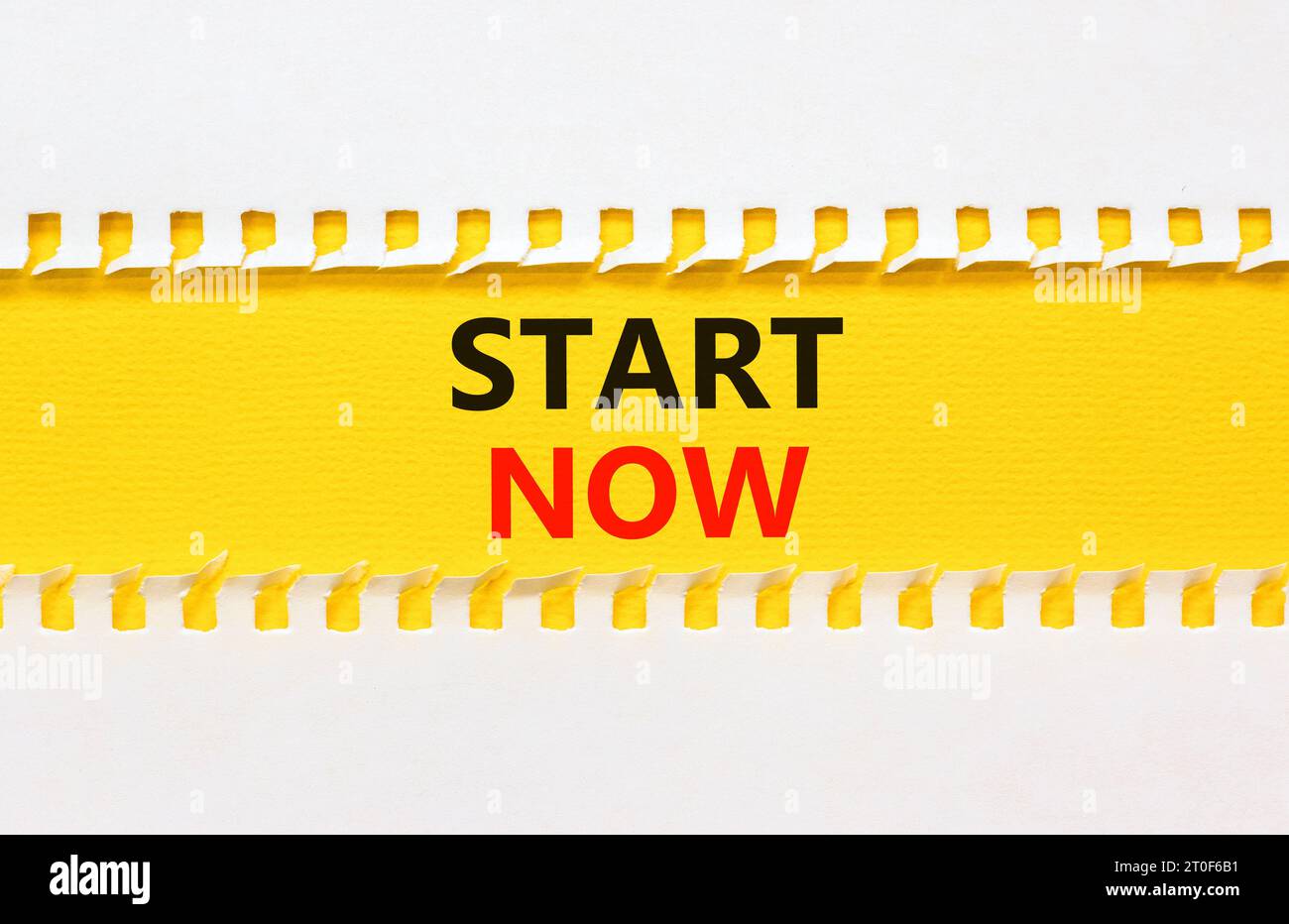 Start now symbol. Concept words Start now on beautiful yellow paper ...