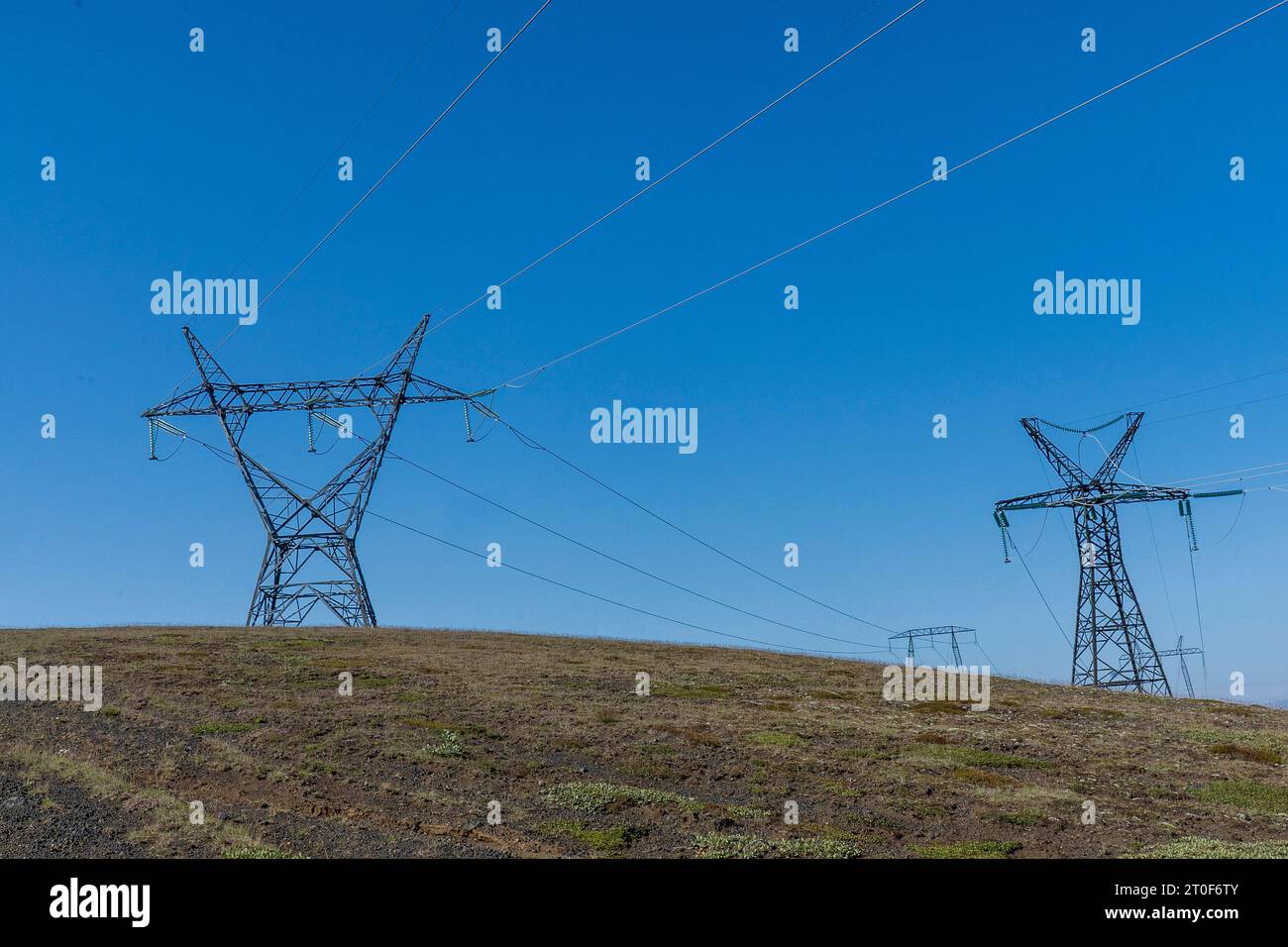 Power lines in the Countryside, Iceland Stock Photo - Alamy