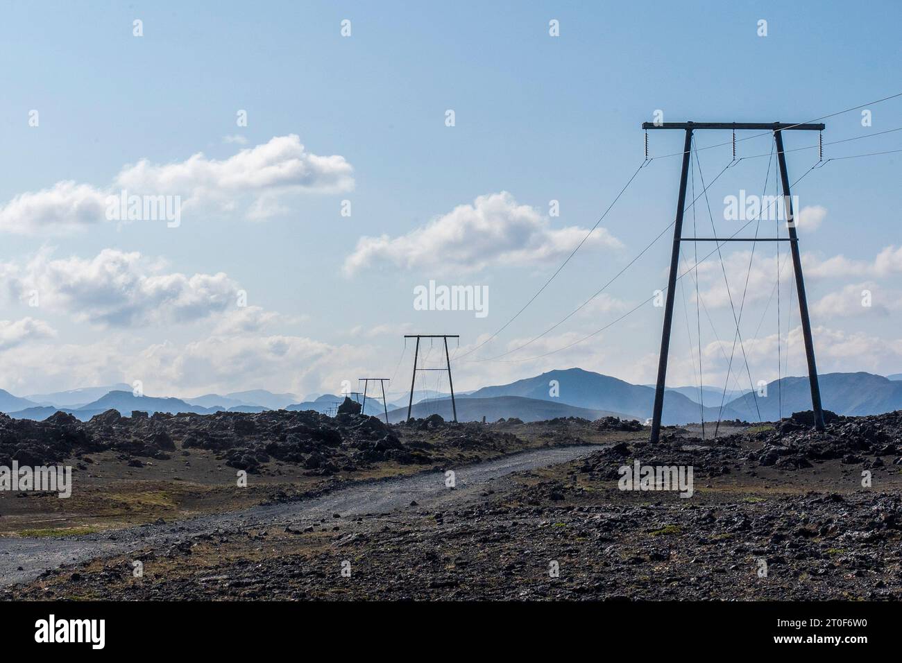 Power lines in the Countryside, Iceland Stock Photo - Alamy